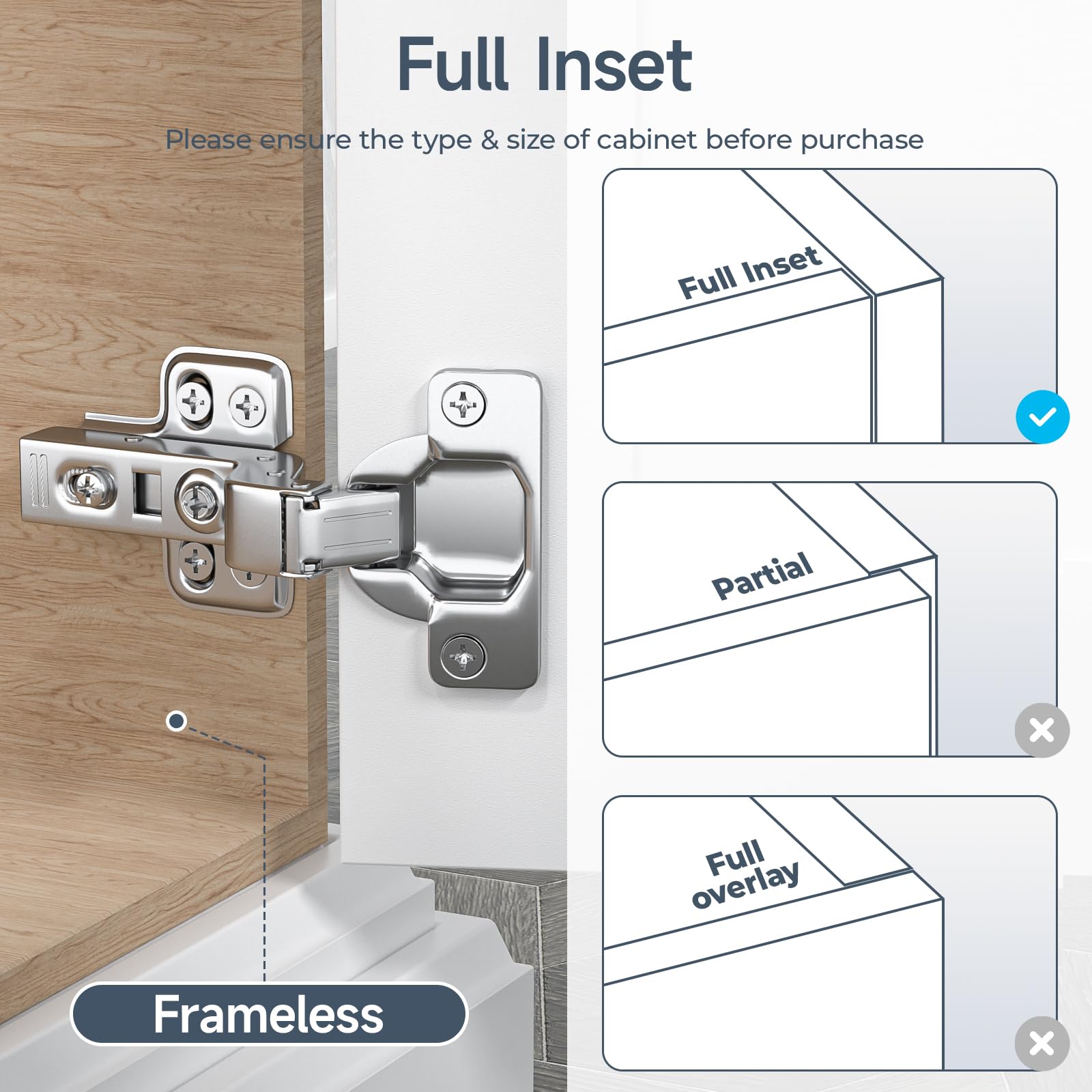 Snapklik.com : 4 Pack Inset Cabinet Hinges Soft Close, Inset Frameless ...