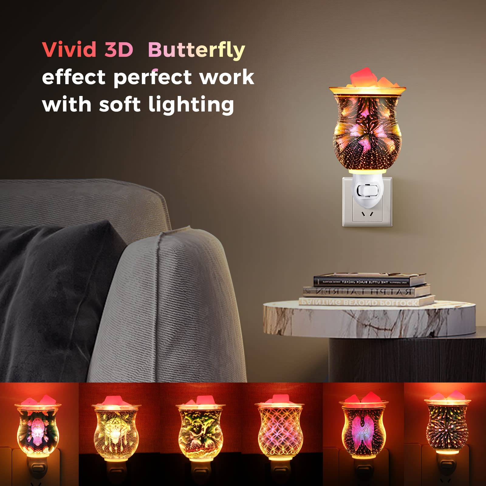 Snapklik.com : Inrorans 3D Glass Butterfly Plug-in Wax Warmer & Night ...