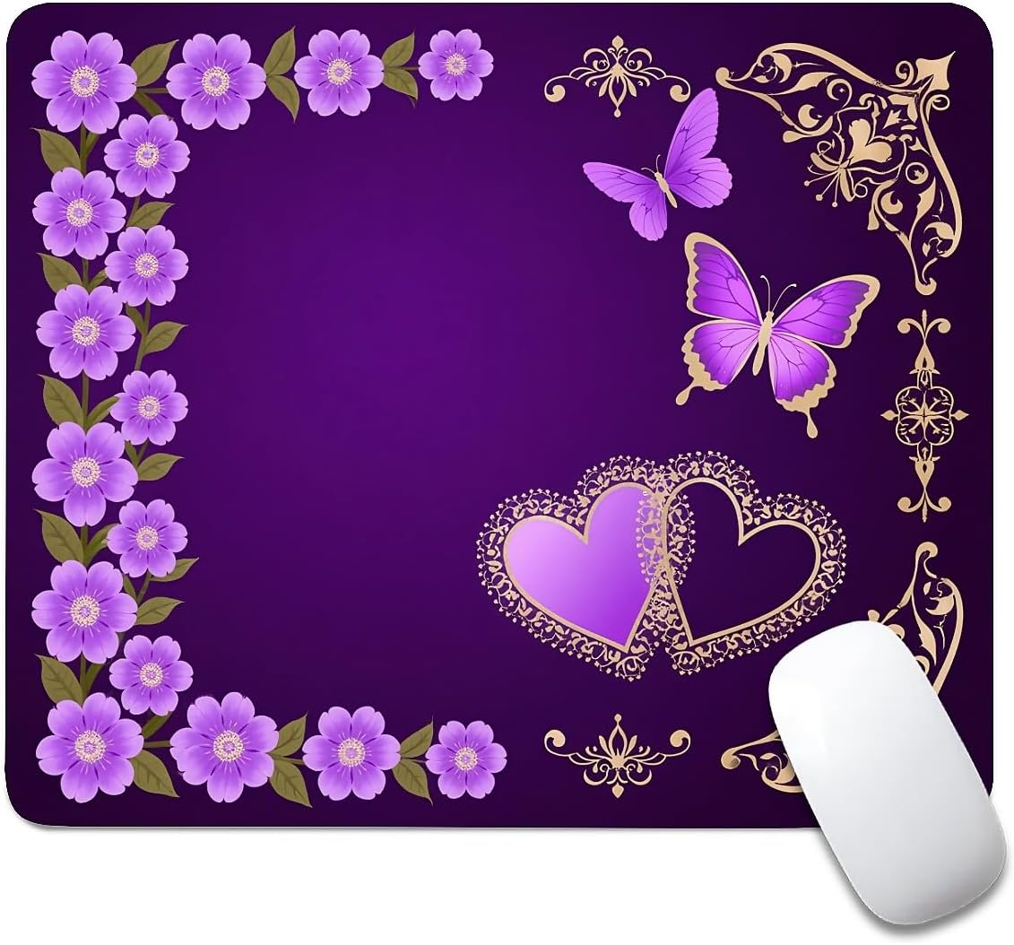 Amazon.com: Square Mouse Pad Purple Butterfly, Personalized Premium ...