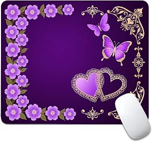 Amazon.com: Square Mouse Pad Purple Butterfly, Personalized Premium ...