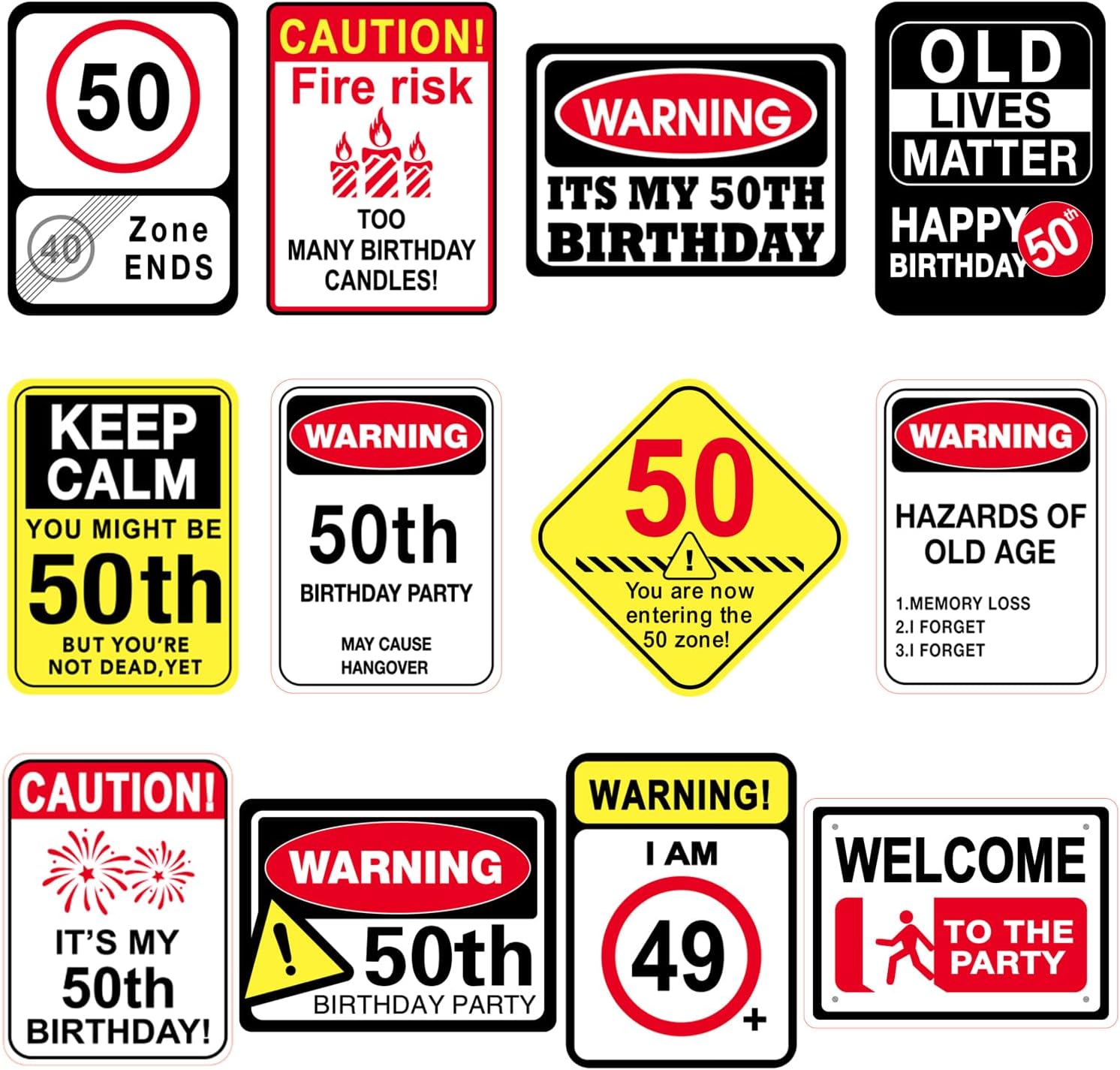 Amazon.com: Acidea 50th Birthday Party Decorations, 12Pcs Funny 50th ...