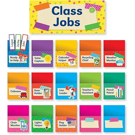 Amazon.com : 75 Pieces Class Jobs Bulletin Board Colorful Class Jobs ...