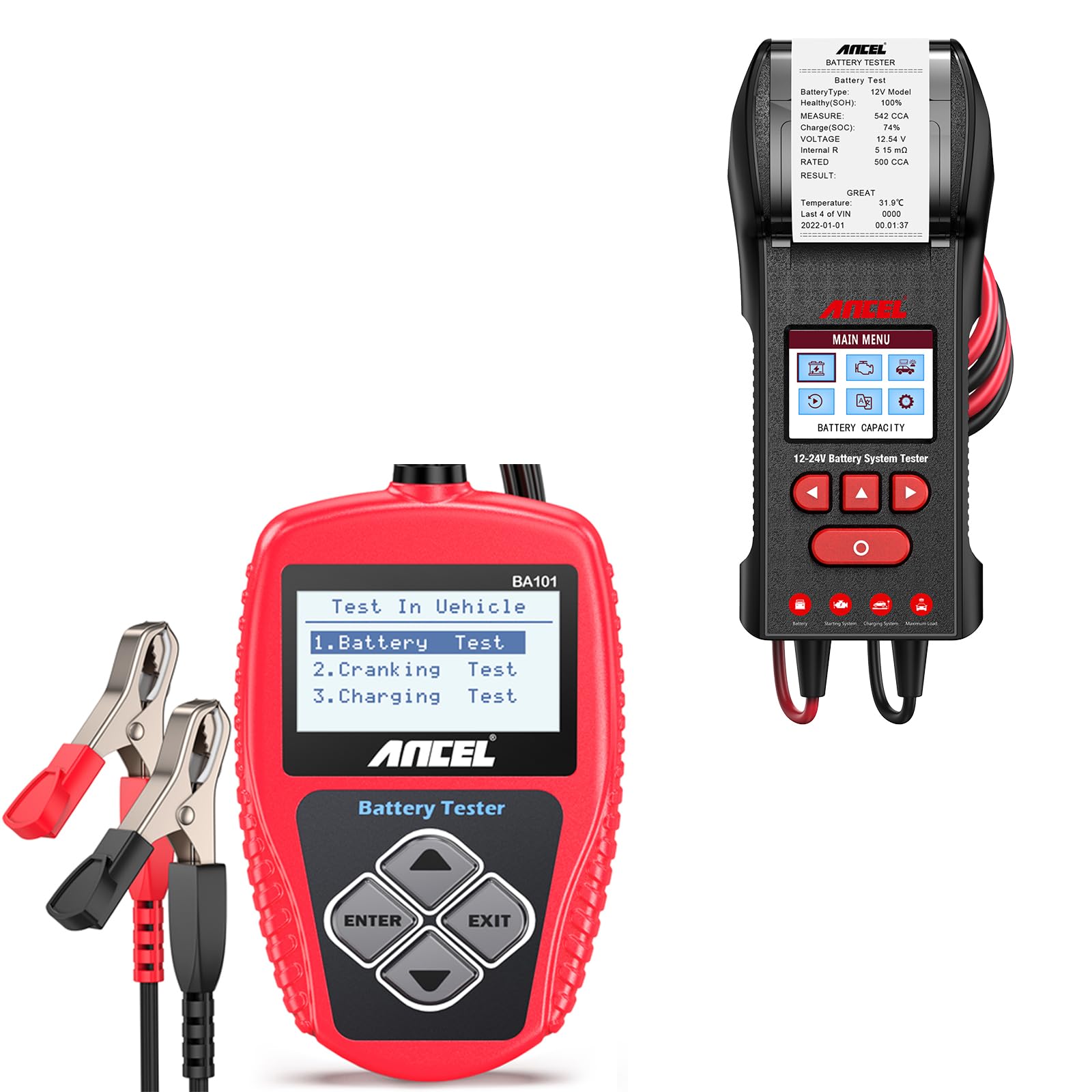Amazon.com: ANCEL BA101 Car Battery Tester 12V with ANCEL BST600 Car ...