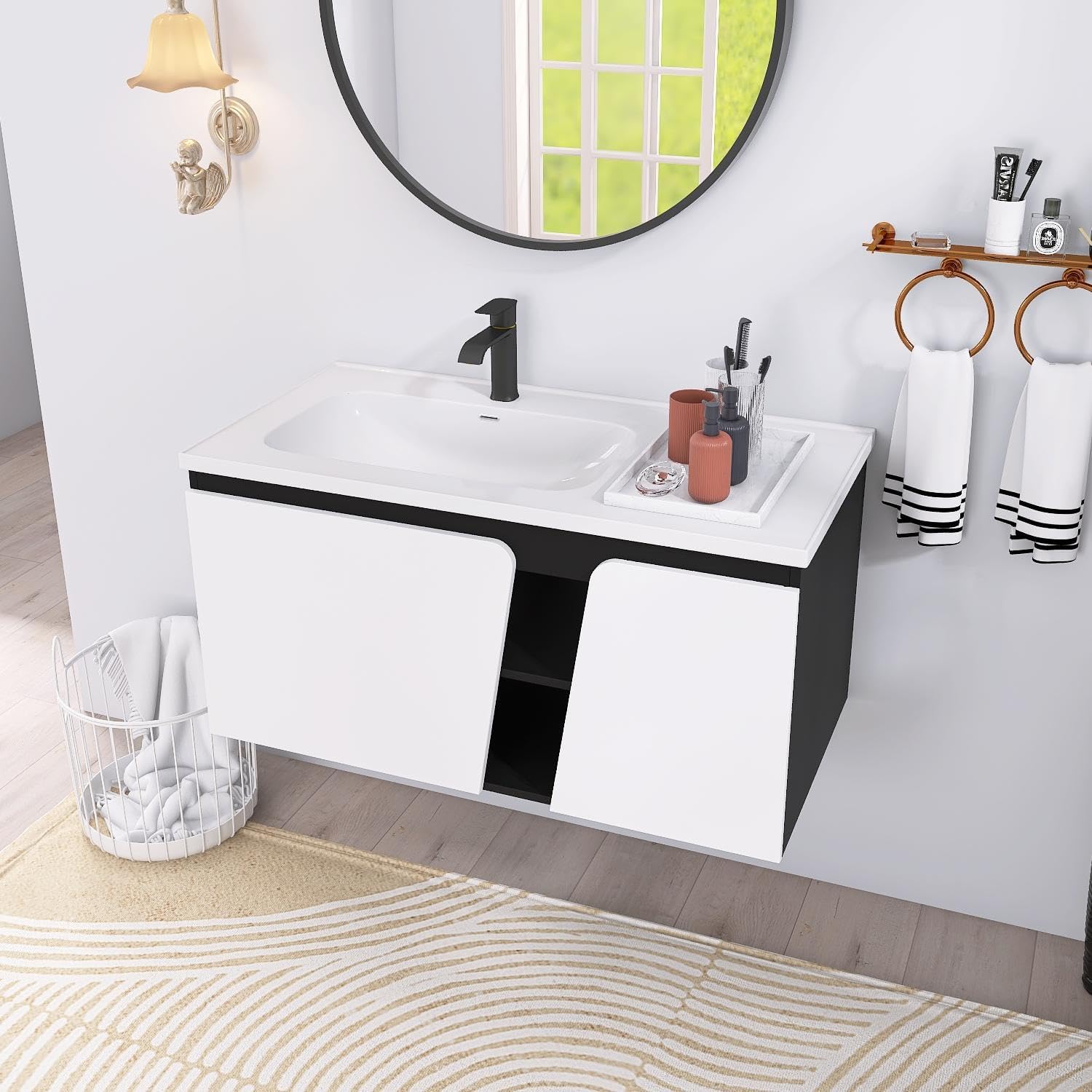 Amazon.com: 40" Bathroom Vanity, 40 Inch Floating Vanity with Sink ...