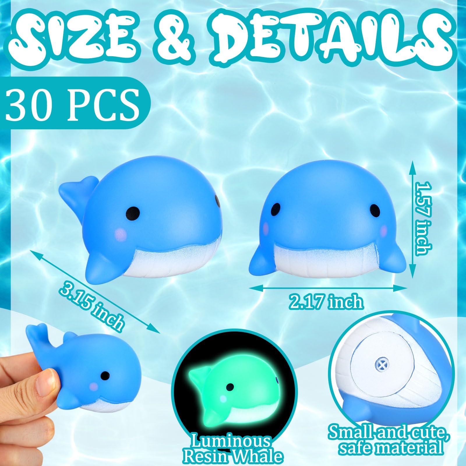 Snapklik.com : 30 Pcs Whale Rubber Bath Toys Glow In The Dark Mini Sea ...