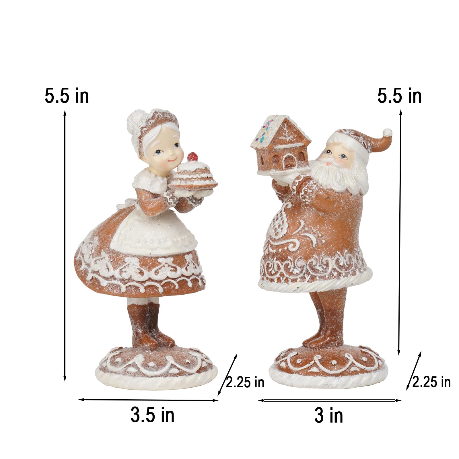 Braxio Gingerbread Christmas Decor Gifts for Women - 2Pc Resin ...