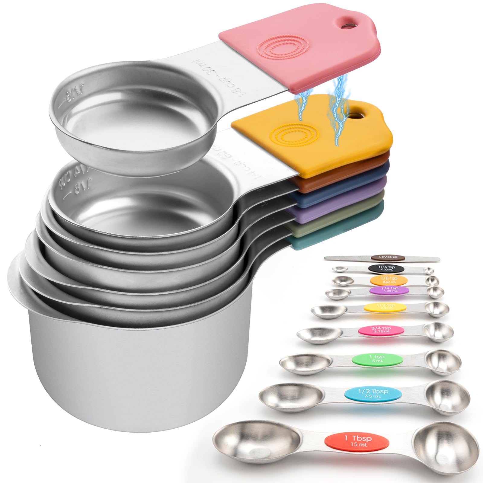 Amazon.com: Magnetic Measuring Cups Spoons Set: 16Pcs 18/8 Stainless ...
