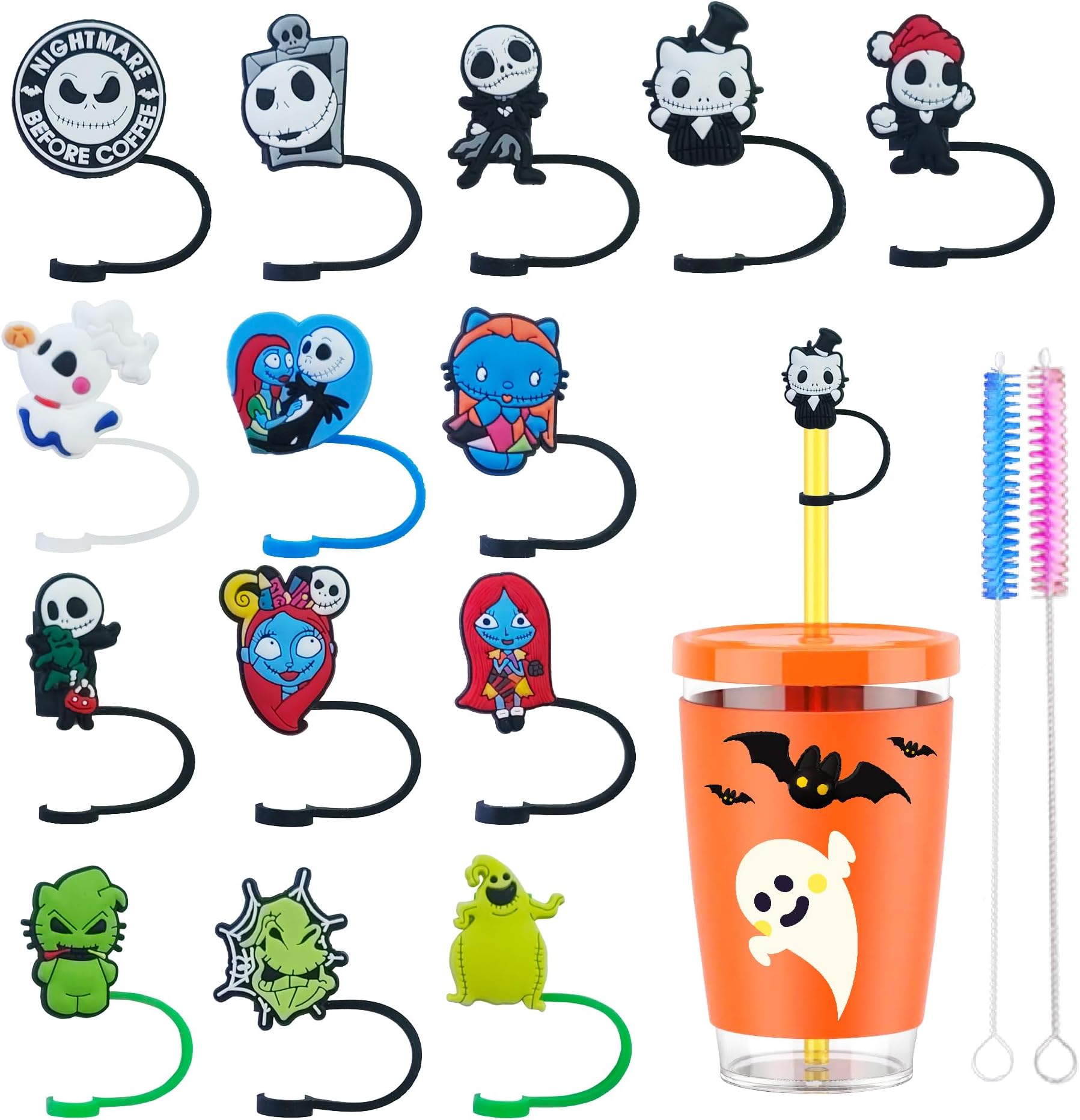 Amazon.com: Fgelmyn Silicone Straw Covers Cap for Stanley Cup,Halloween ...