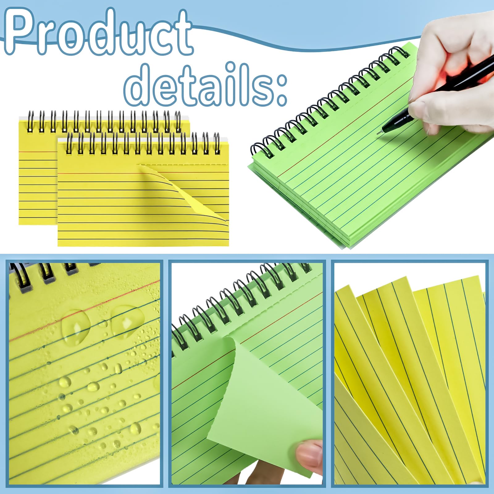 Snapklik.com : MotBach 800 Sheets Spiral Ruled Index Cards, 5 X 3 Inch ...