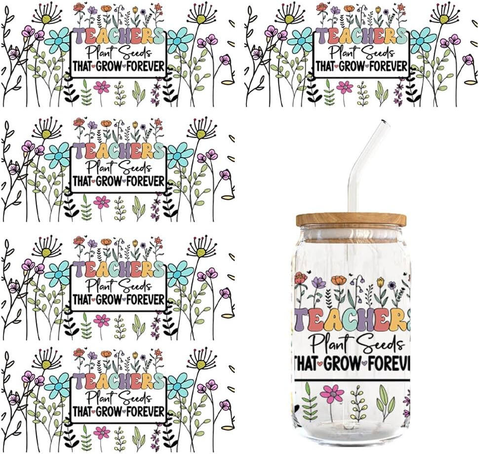 Amazon.com: Surakey UV Cup Wrap Transfer Stickers for Glass, 5 Sheets ...