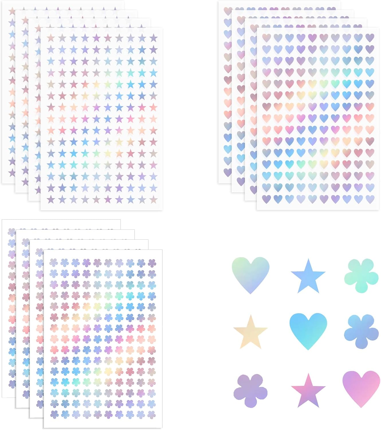 1800 PCS Tiny Star Stickers Holographic Stickers Self-Adhesive Mini ...