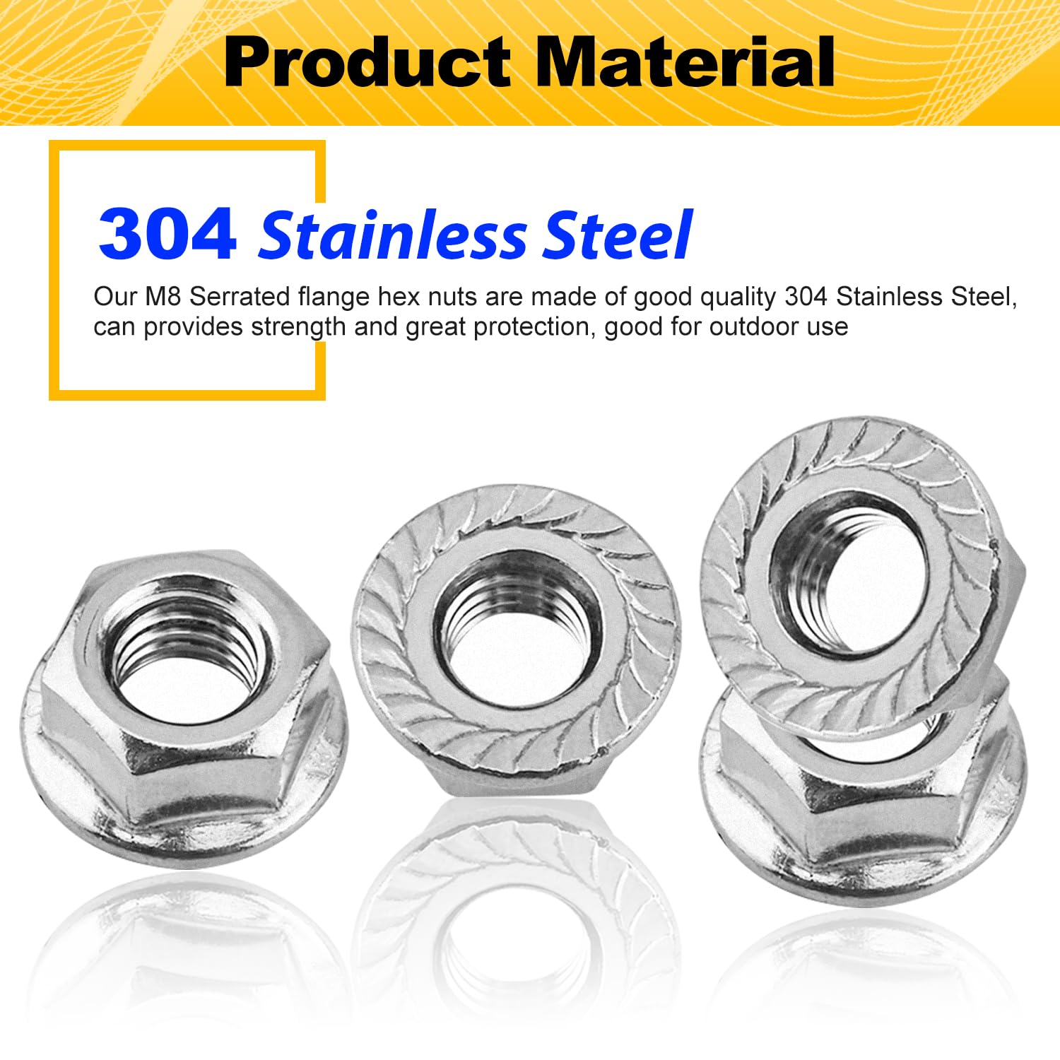 Snapklik.com : M8 Serrated Flange Hex Nuts, M8-1.25mm Hexagon Flange ...