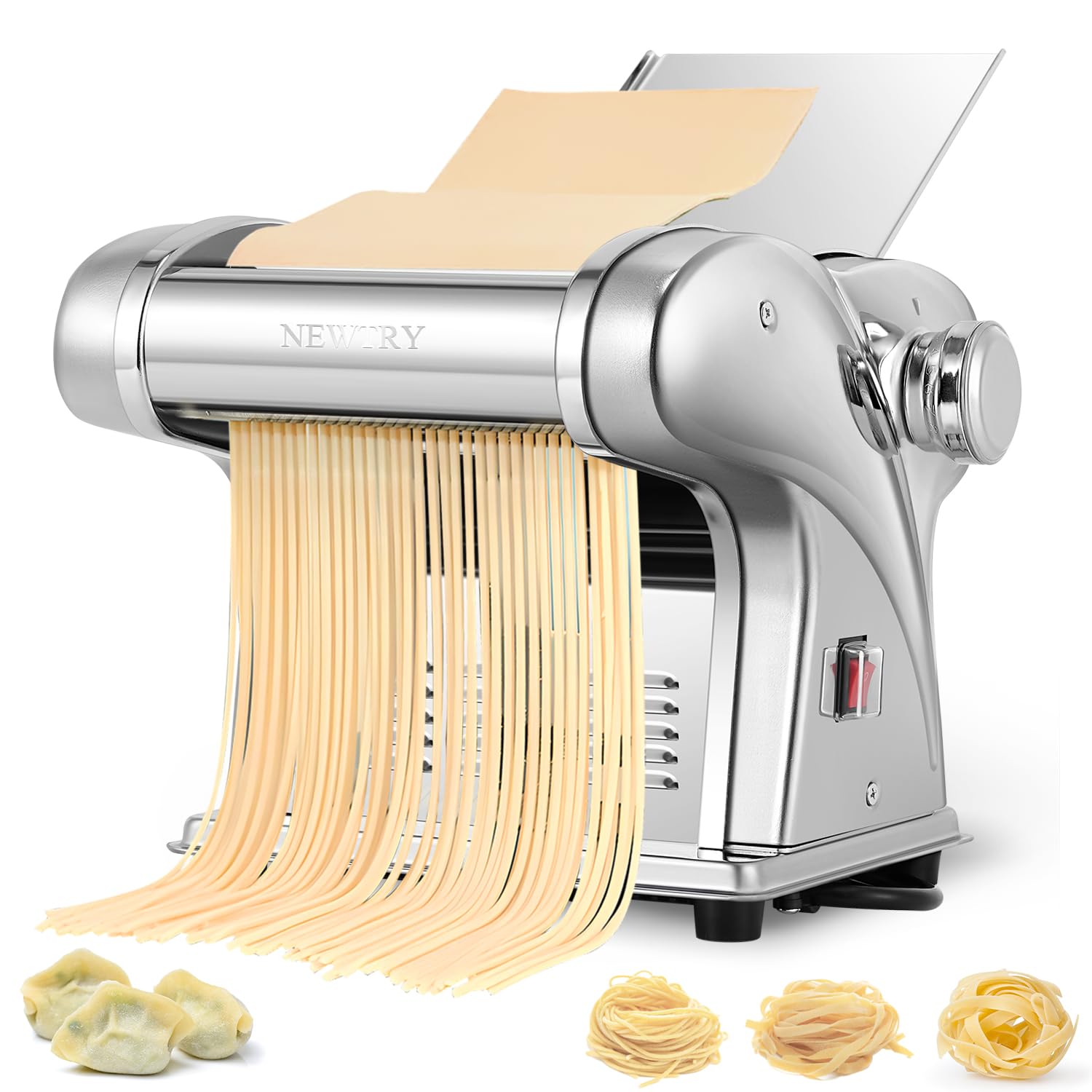 Amazon | NEWTRY 製麺機 家庭用 電動パスタマシン ステンレス製 ヌードルメーカー 2.5mmの丸麵 4mmの平麺 9mmの平麺 厚み調整可能 ラーメン/そば/うどん/生パスタ ...