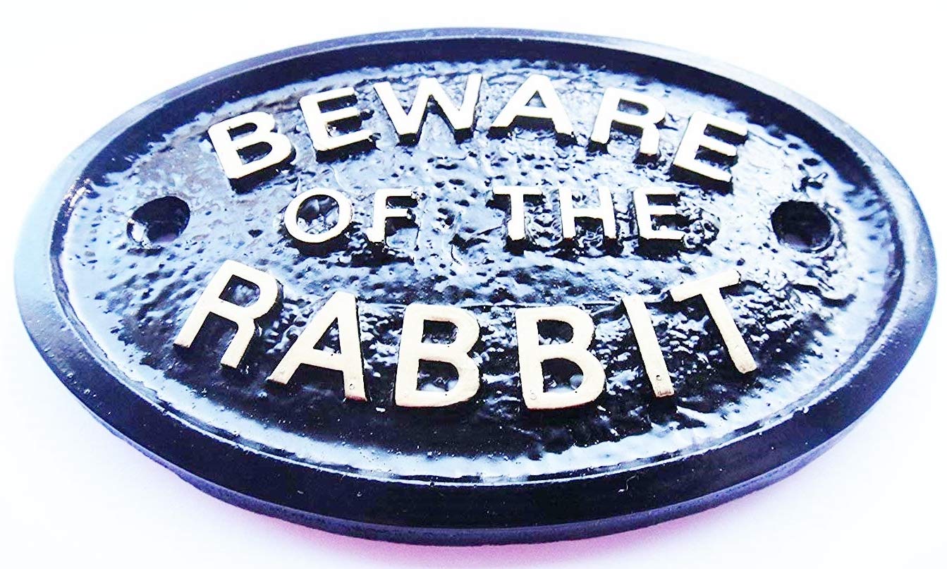 Artisan BEWARE OF THE RABBIT HOUSE/GARDEN WALL PLAQUE (Black) : Amazon ...