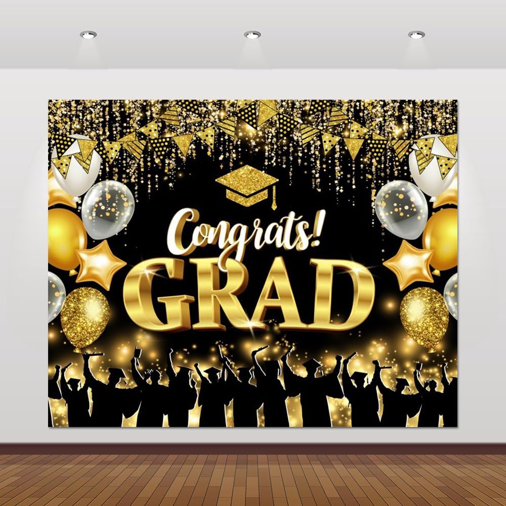 Amazon.com : 10x8ft Graduation Backdrop 2025 Congrats Grad Prom Banner ...