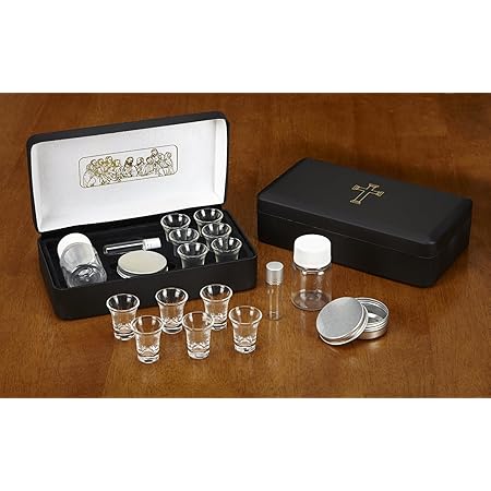 Amazon.com | Cross Detail Faux Leather Box 6 Cup Portable Travel ...