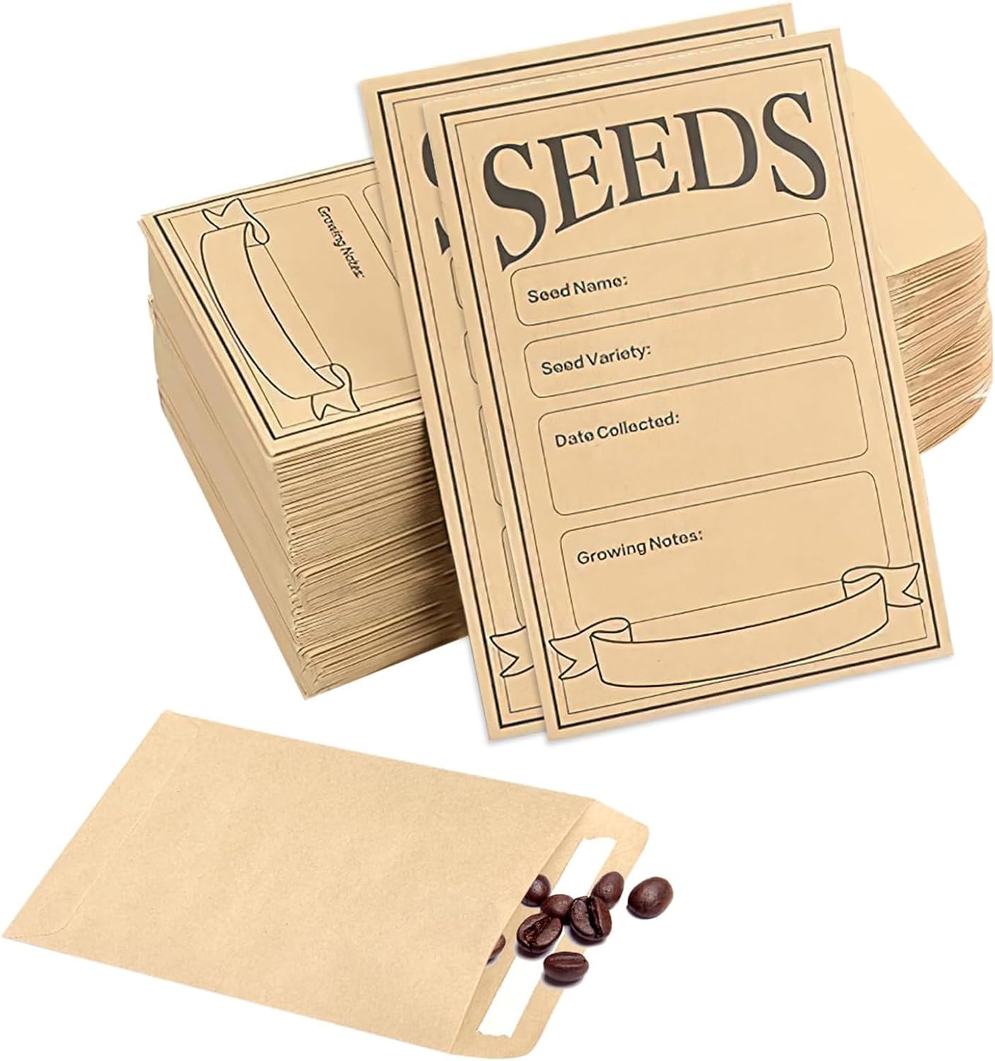 100 Pcs Seed Envelopes, Small Envelopes, Small Brown Envelopes with ...