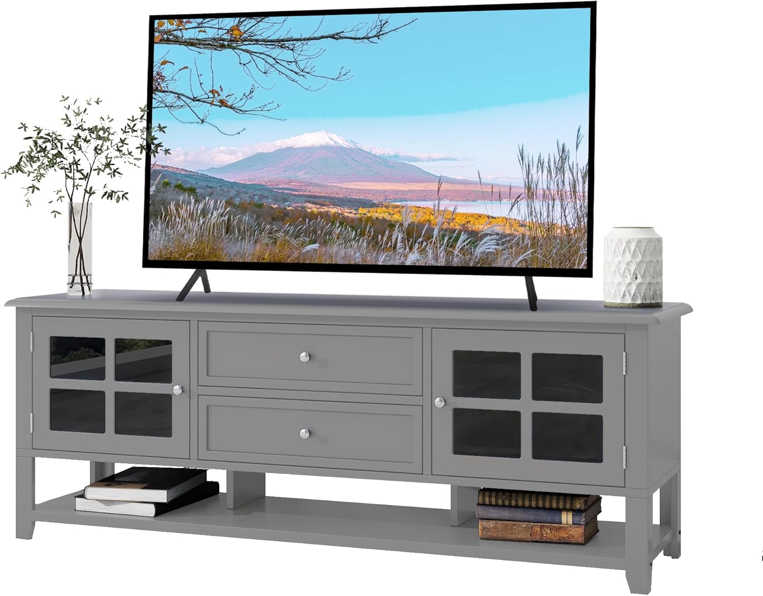 Amazon.com: Merax Farmhouse TV Stand for TVs up to 60", Cottage Wood ...