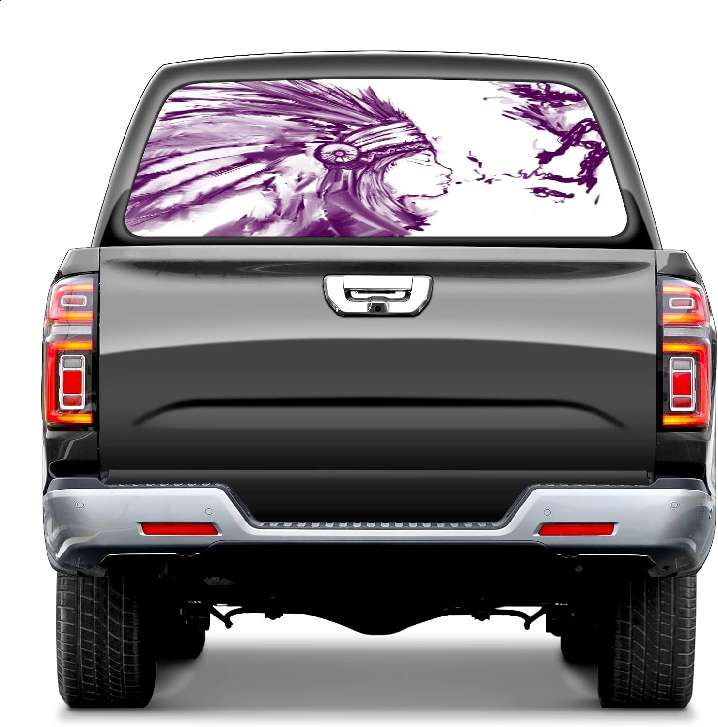 Amazon.com - Truck Rear Window Decal Wrap Sketch Girl American Indian ...