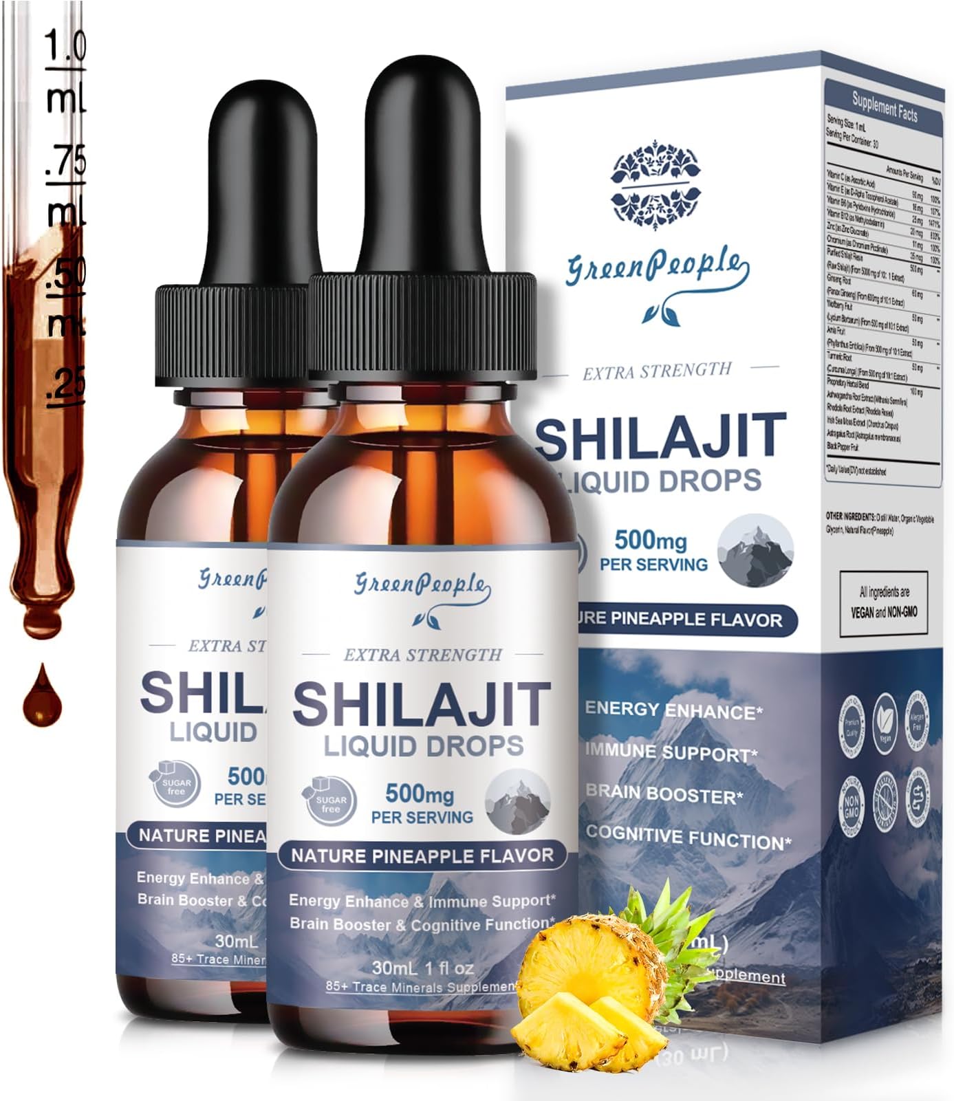 Amazon.com: Himalayan Shilajit & 9 Herbal Liquid Drops with 85+ Trace ...