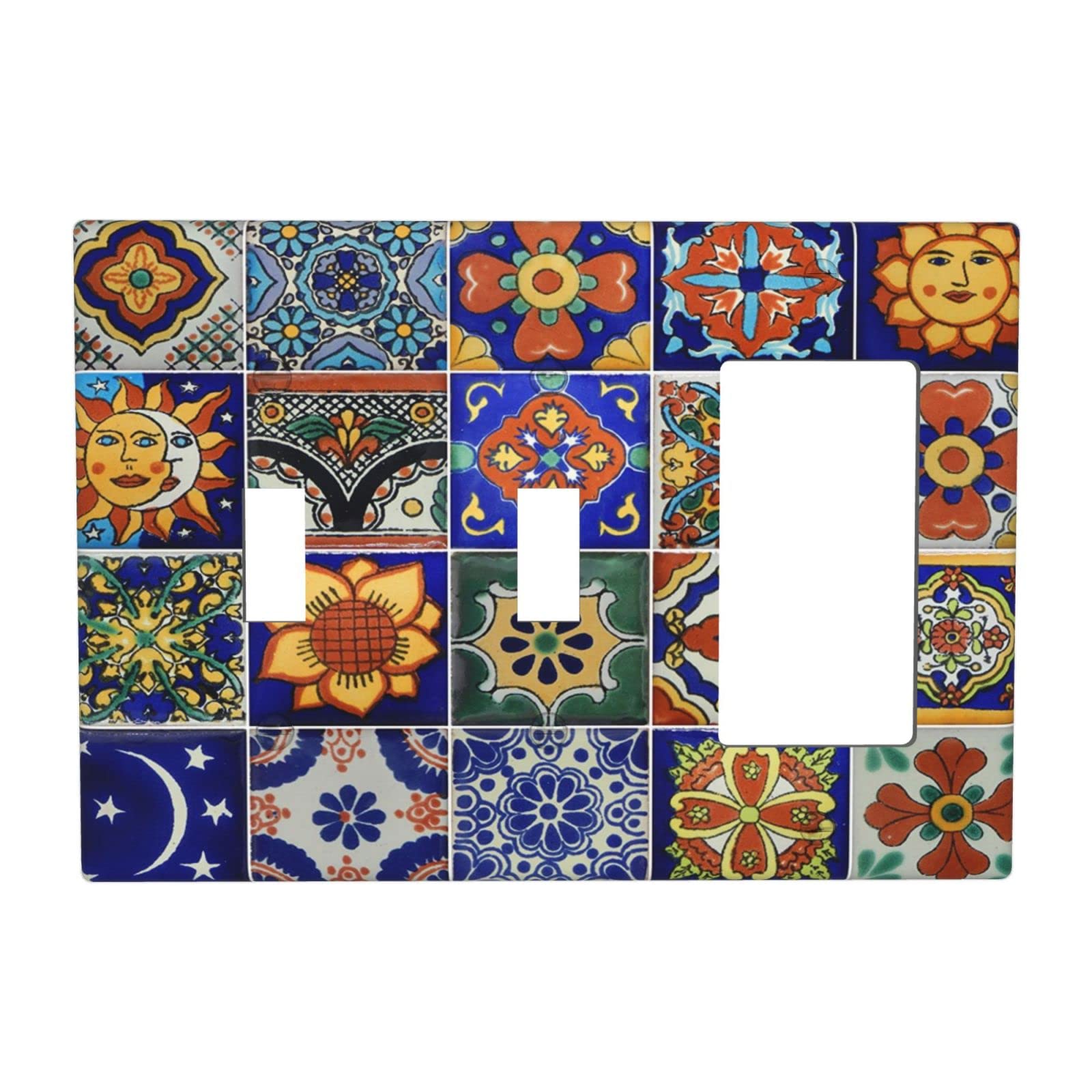 Vintage Mexican Talavera Tiles 3 Gang Light Switch Cover Combination ...