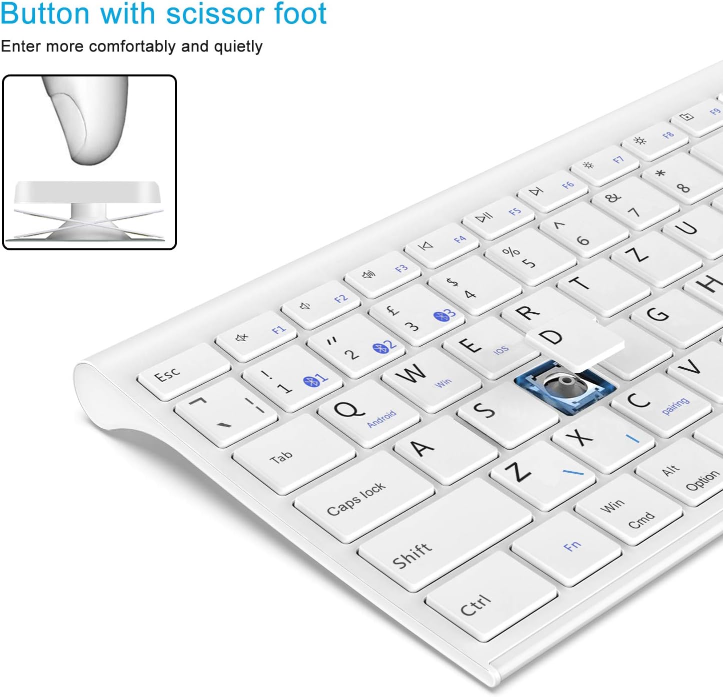 Bluetooth Keyboard Multi-Device, Universal Wireless Keyboard Ultra Slim ...