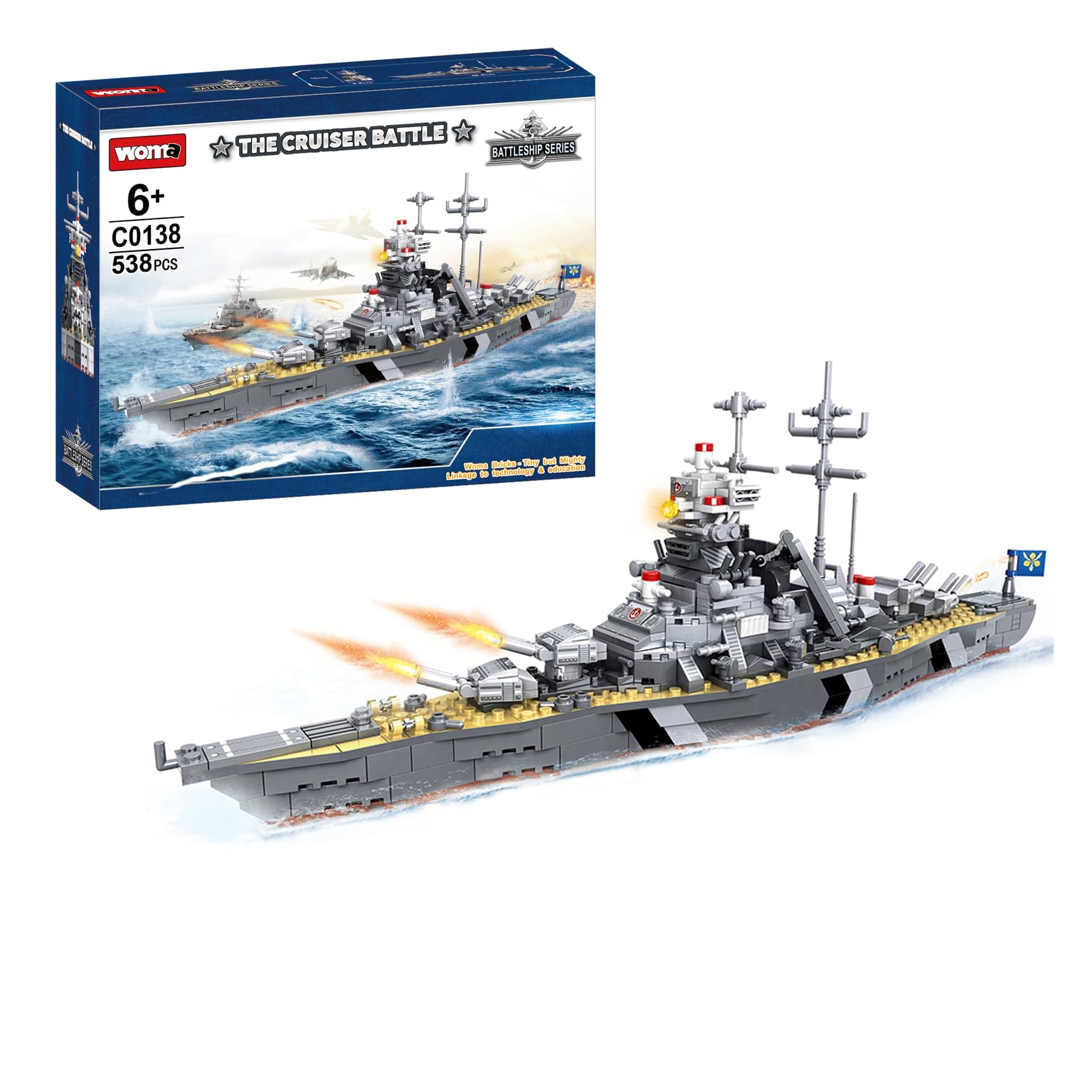 Battleship Bismarck Building Blocks (538 PCS), WW2 STEM Military Model ...