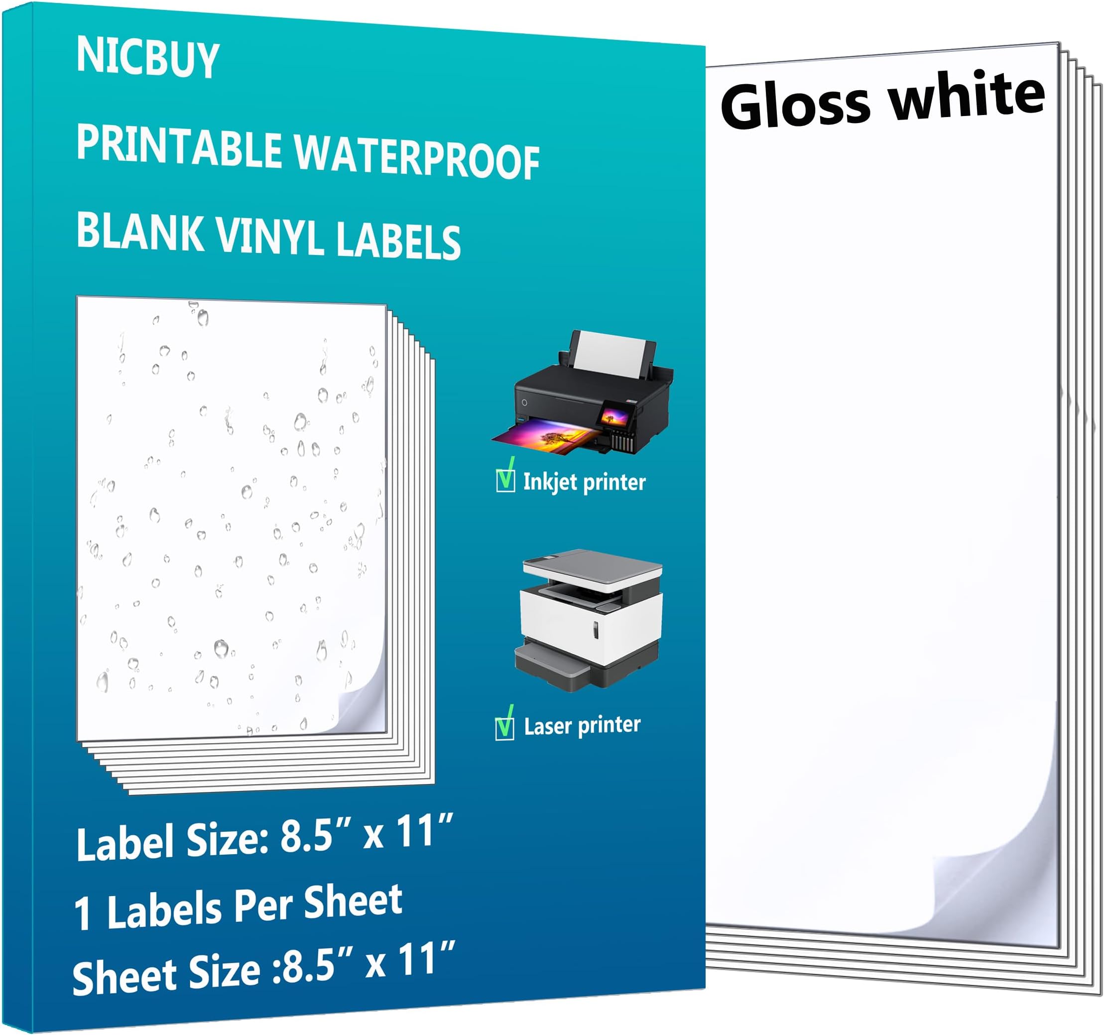 Amazon.com : Nicbuy Full Sheets Printable Glossy White Shipping Labels ...