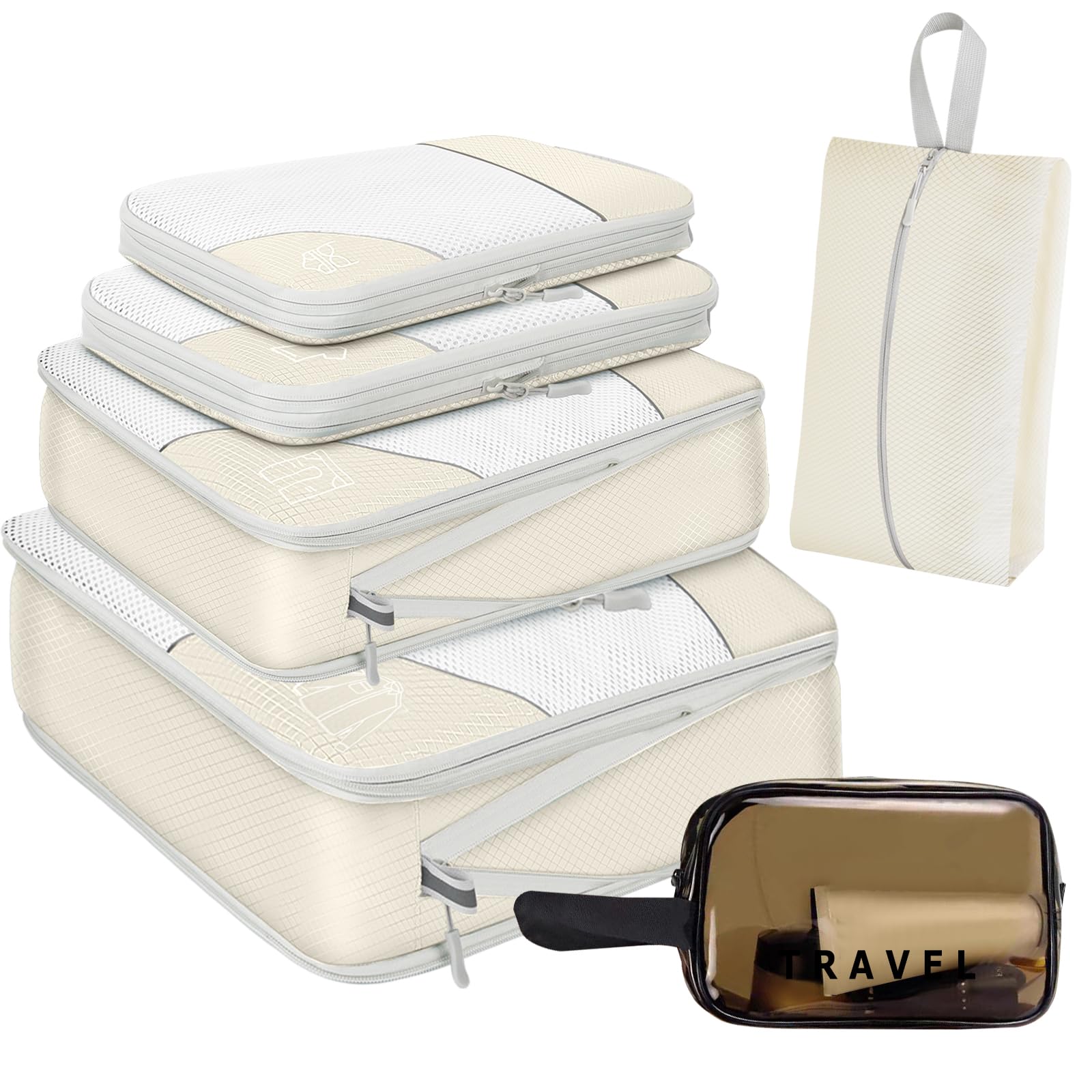 ZFWDSY Compression Packing Cubes 6 sets,Travel Luggage Packing ...