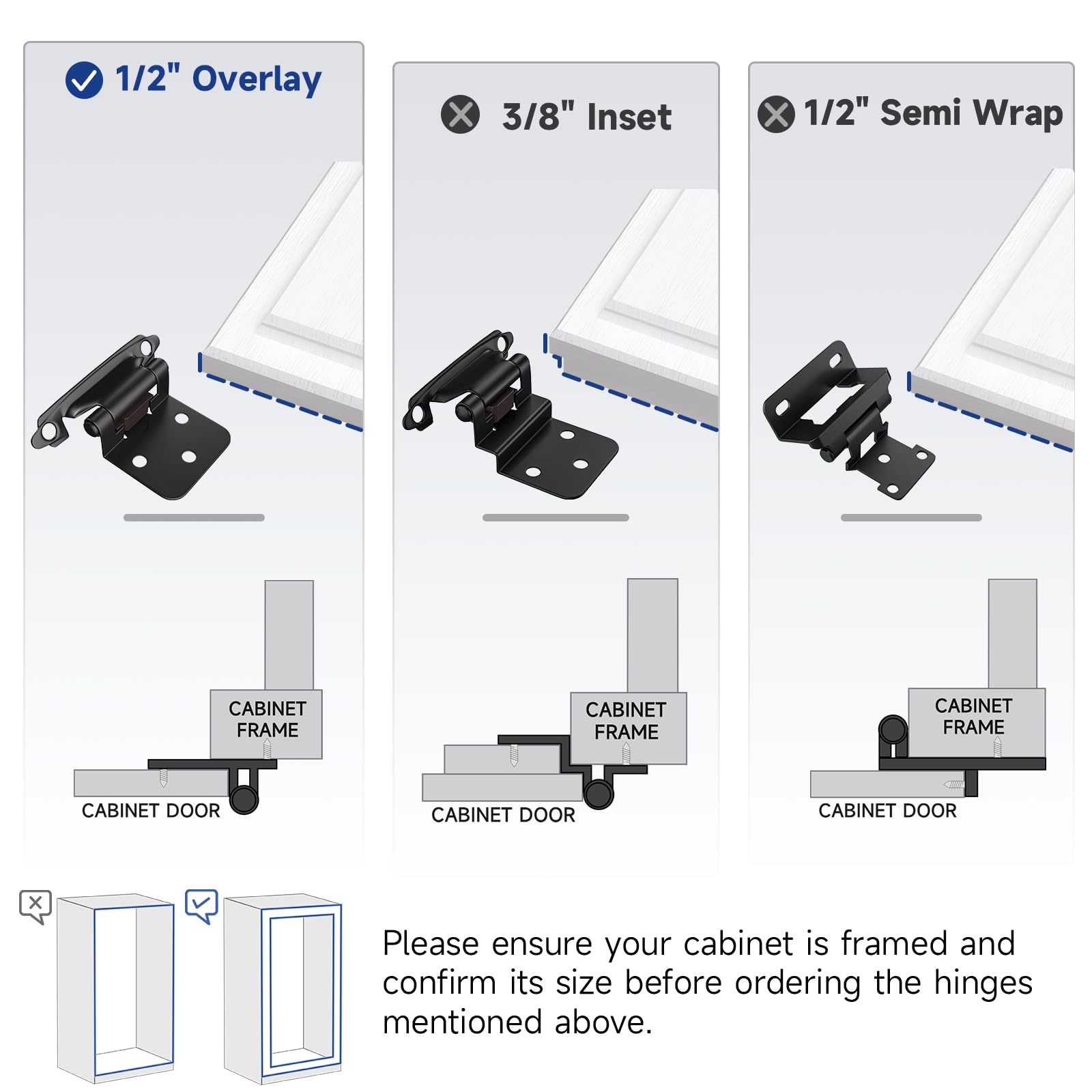 Black Hinges For Cabinets 30 Pack 15 Pairs Black 1/2 Inch Overlay ...