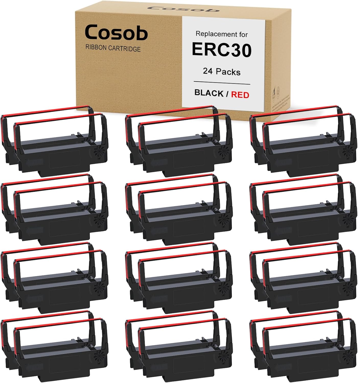 Amazon.com: COSOB Replacement for ERC 30/34/38 B/R Ribbons 24 Pack ...