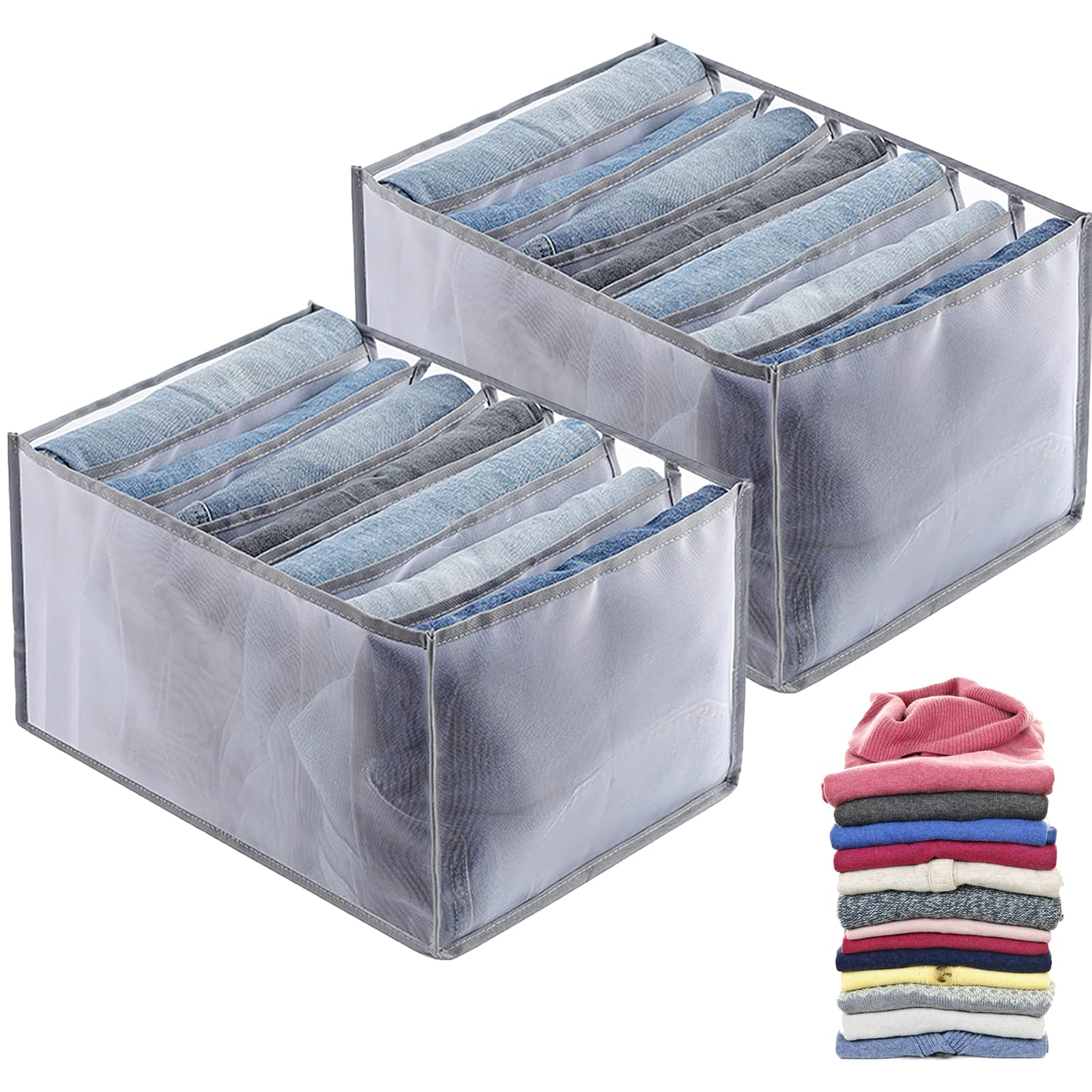 Drawer Organiser, 2 Pcs Wardrobe Storage Organiser, Washable Wardrobe ...