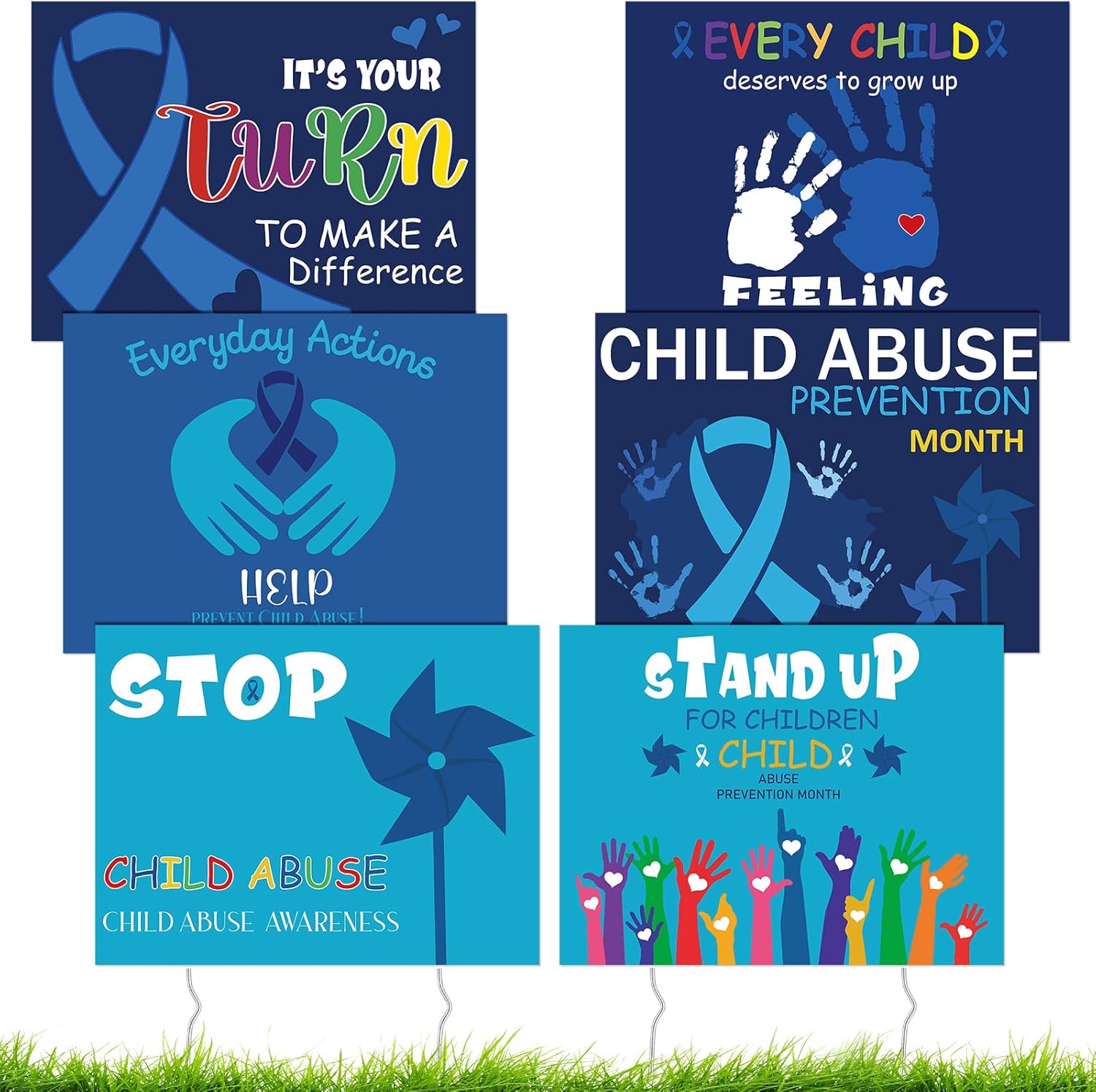 Amazon.com : Lineshading 6 Pcs Child Abuse Prevention Awareness Yard ...