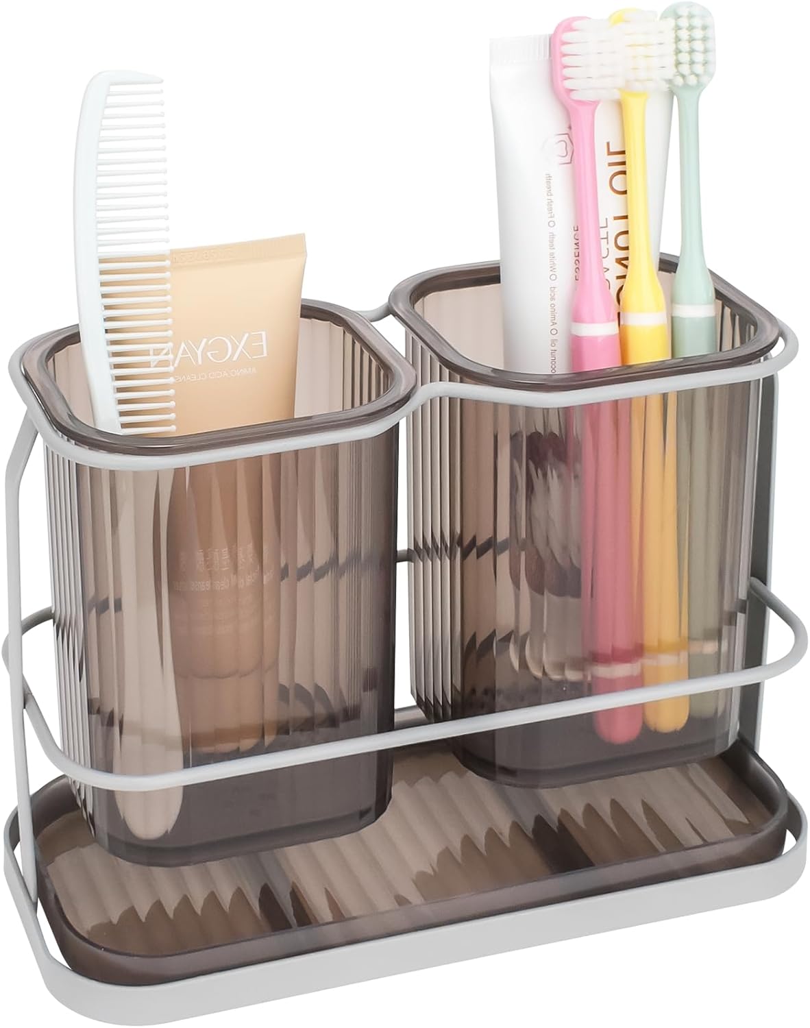 Toothbrush holder Wall Mounted, 2 Cups Toothbrush Holder for Bathroom ...