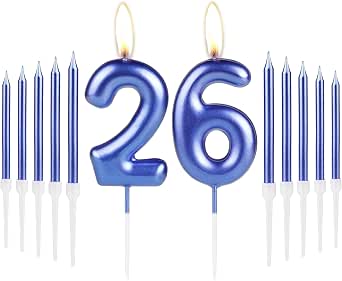 Amazon.com: iNINGER Dark Blue 26th Birthday Number Candles, Number 26 ...