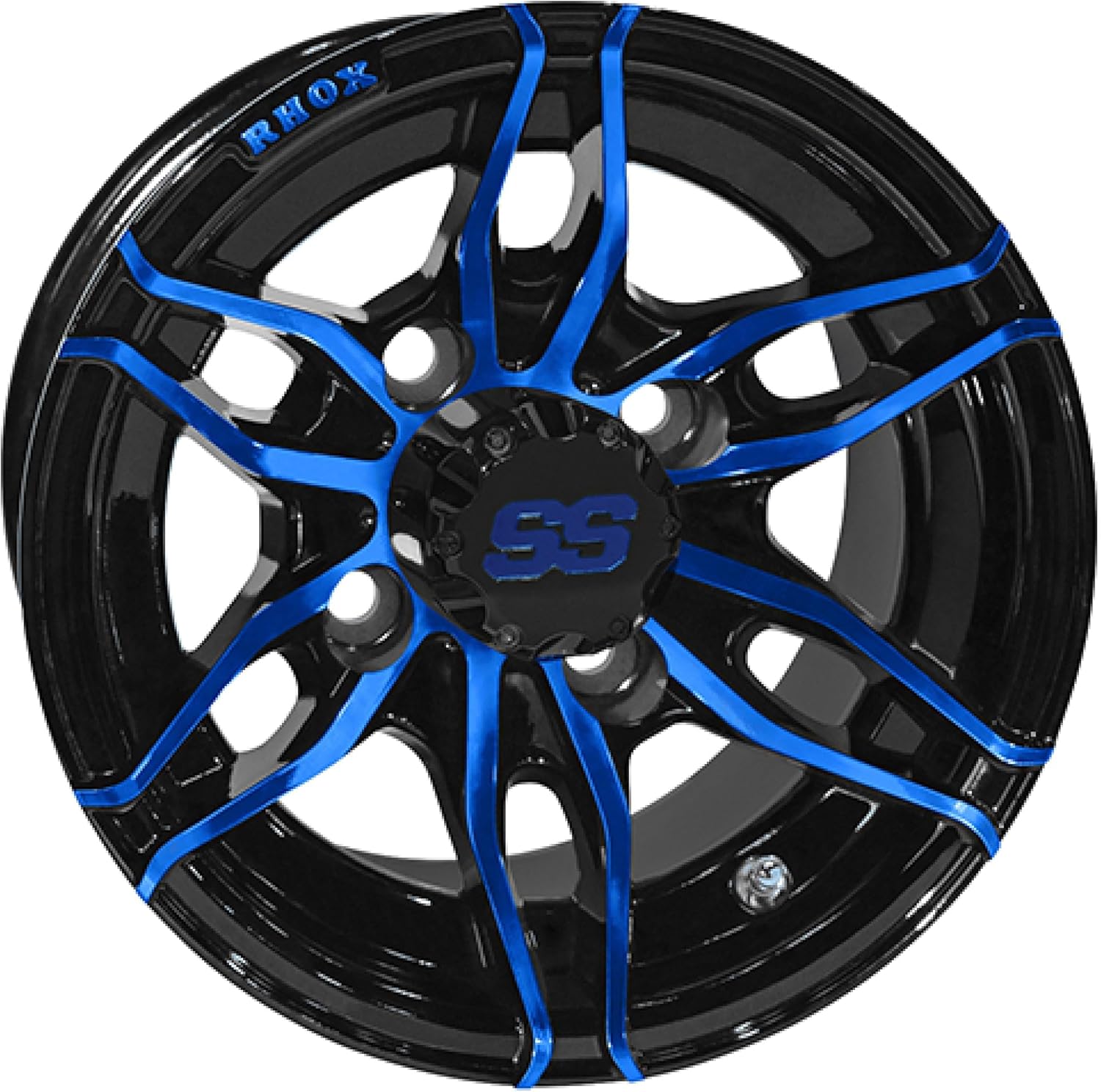 Amazon.com: Red Hawk TIR-RX376-BBL Wheel Gloss Black with Blue, 10x7 ET ...