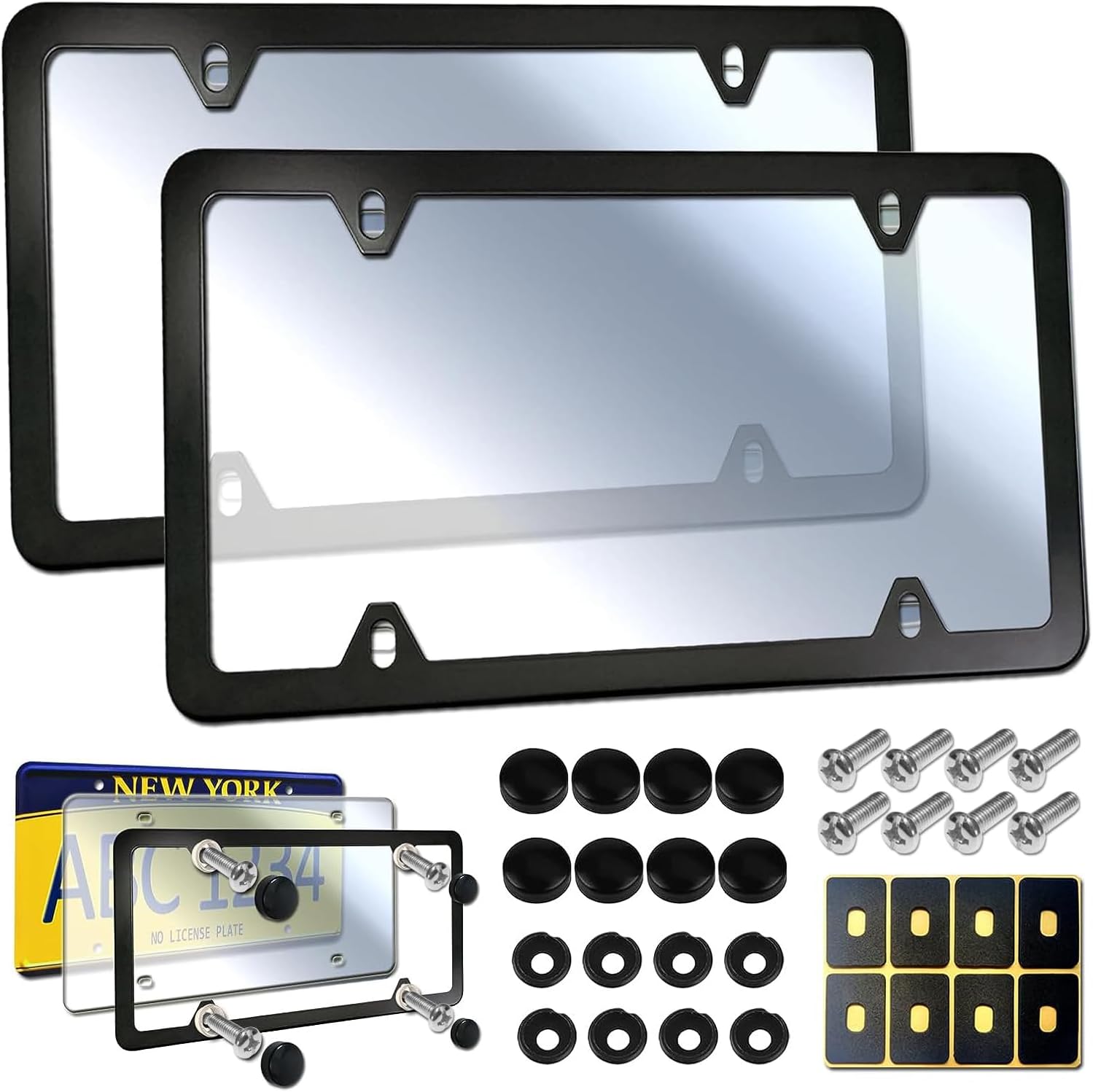 Amazon.com: License Plates Shields 2 Pack Clear Bubble Design Plate ...