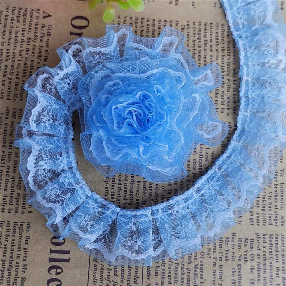 Amazon.com: 5 Yard 2-Layer Quality Pleated Organza Lace Edge Gathered ...