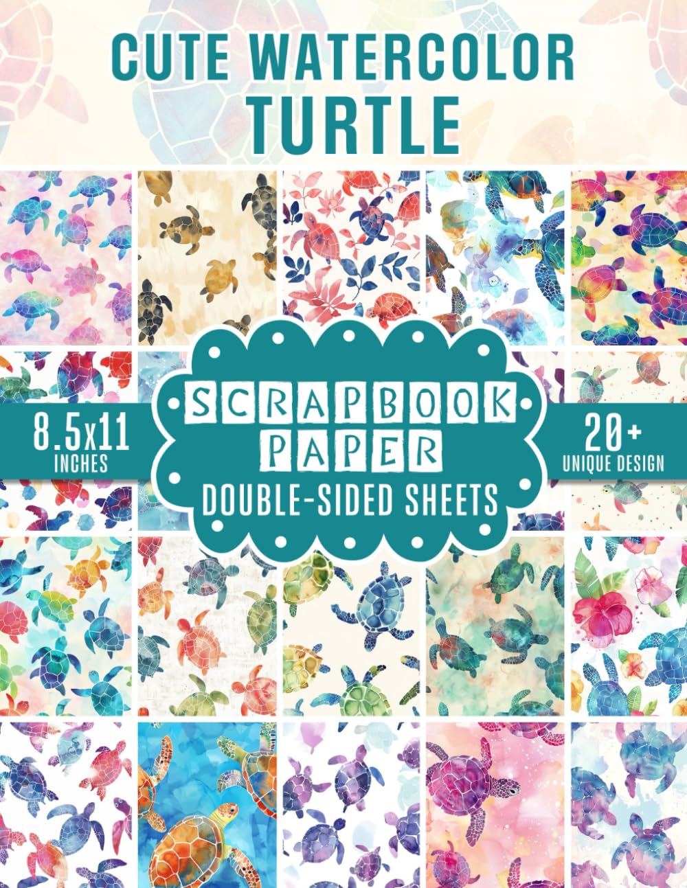 Cute Watercolor Turtle Scrapbook Paper: Adorable Turtle Designs for ...