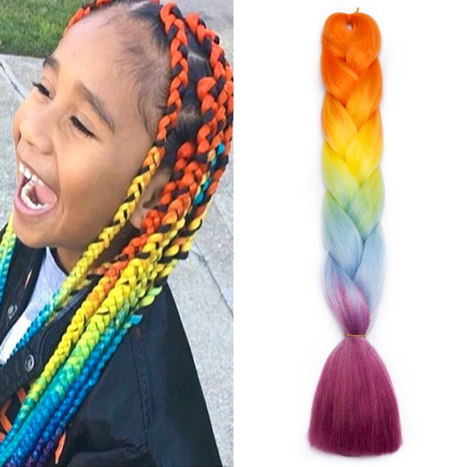 Rainbow Hair French Braid