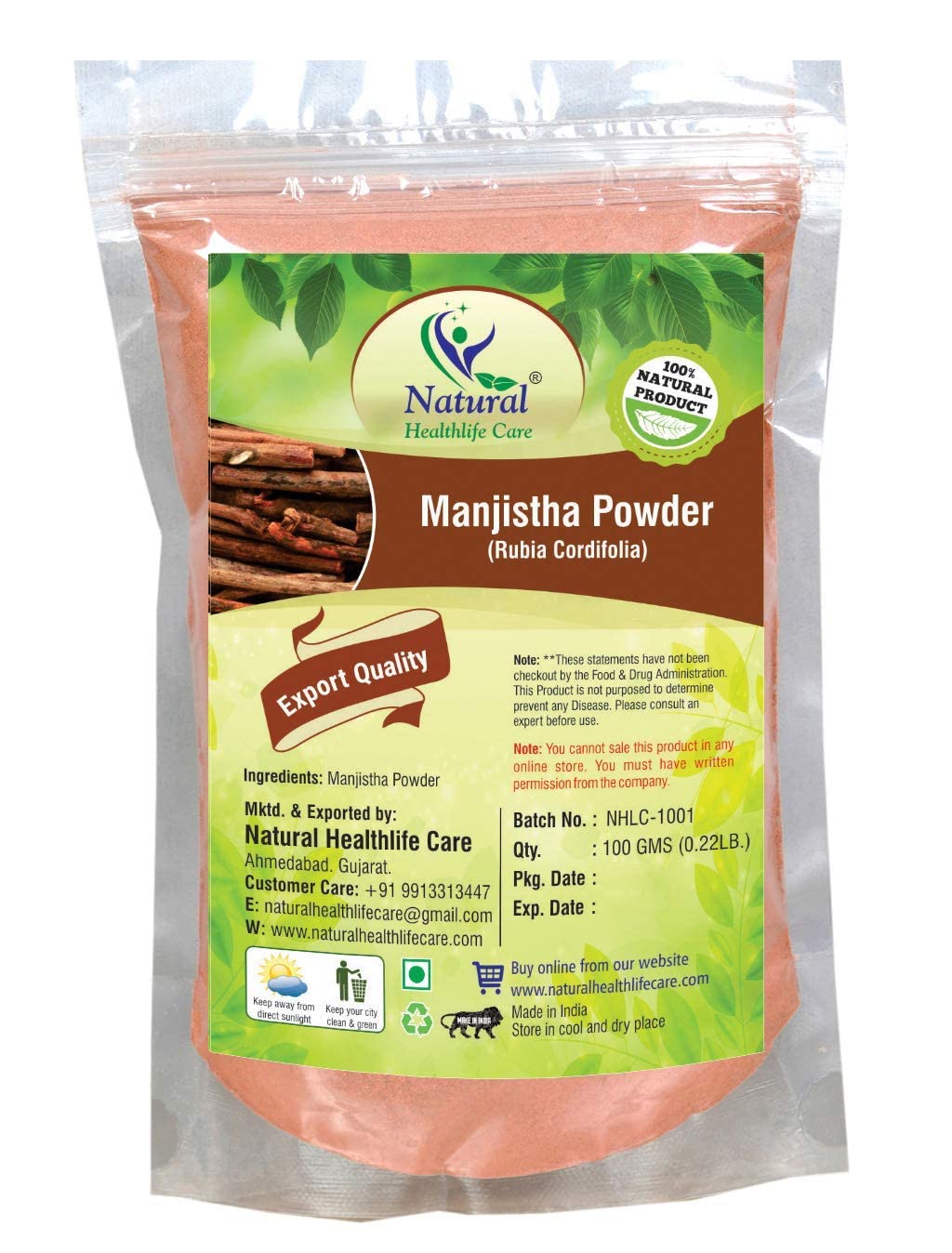 Amazon.com: QURA Rubia Cordifolia Manjistha Powder (for All Skin Types ...