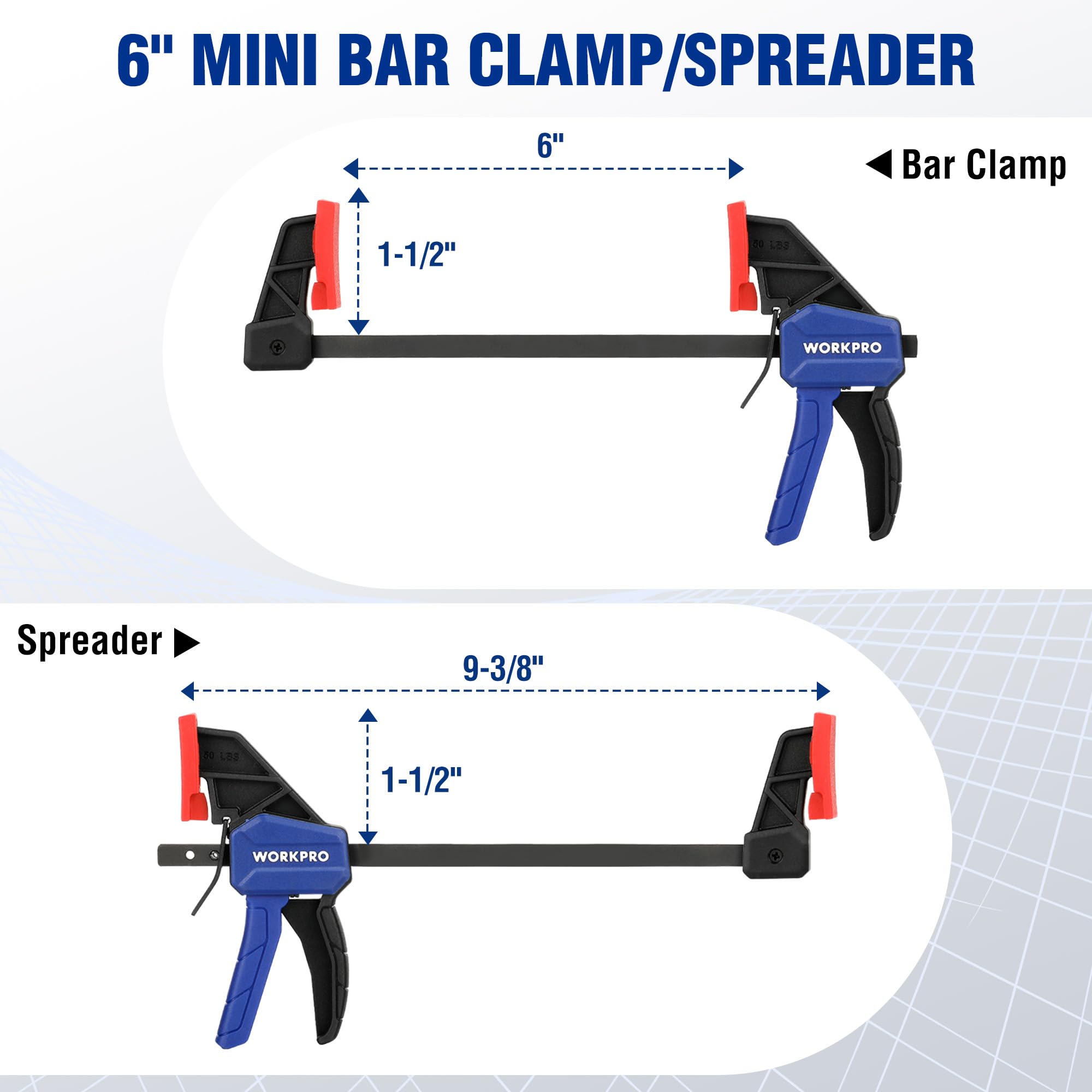 Snapklik.com : WORKPRO 6" Mini Bar Clamps For Woodworking, One-Handed ...