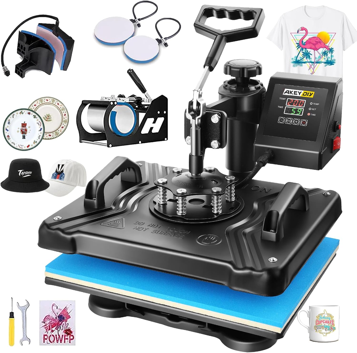 Amazon.com: HIFRRUY 5 in 1 Heat Press Machine 12x15 Inch T-Shirt Press ...