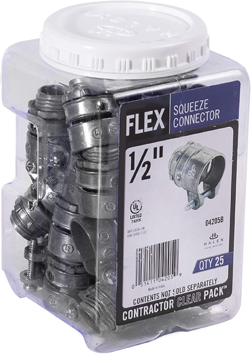 Halex – ½ Inch Flexible Metal Conduit (FMC) Squeeze Connector – 04205B ...