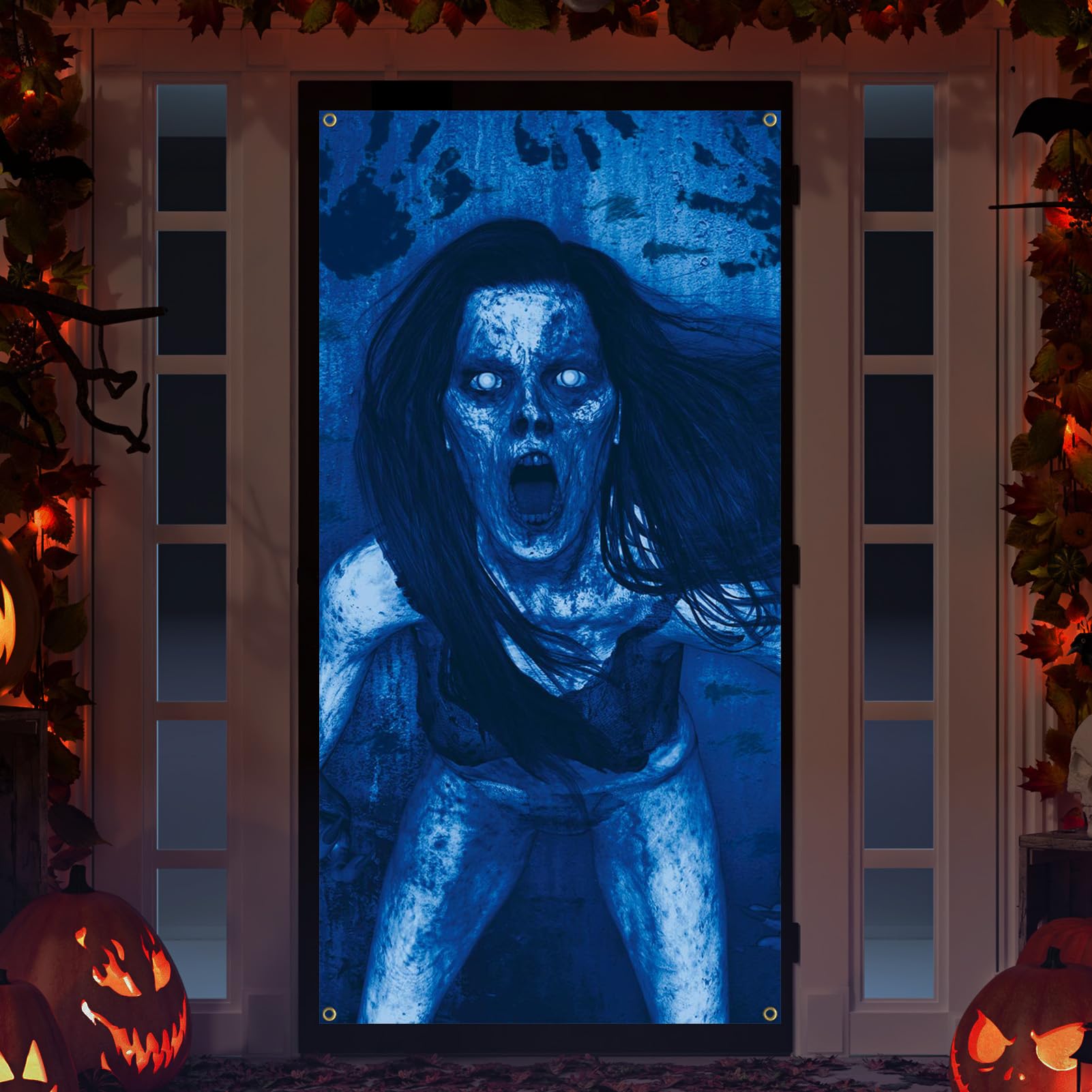 Scary Halloween Door Evil Ghost Door Cover Halloween Door Decorations