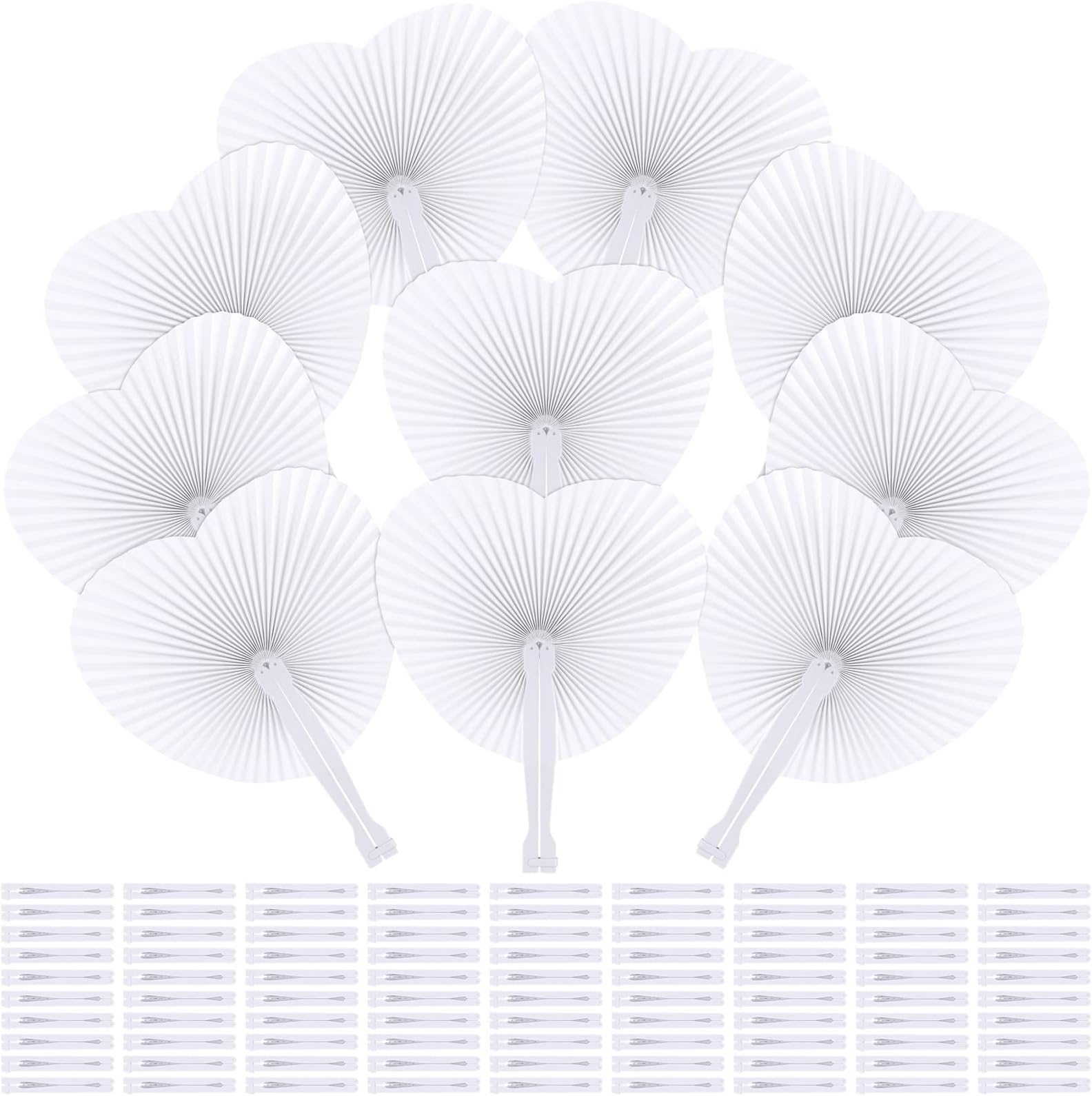 Amazon.com: Jetec 60 Pcs Folding White Paper Fans Folding Wedding Round ...
