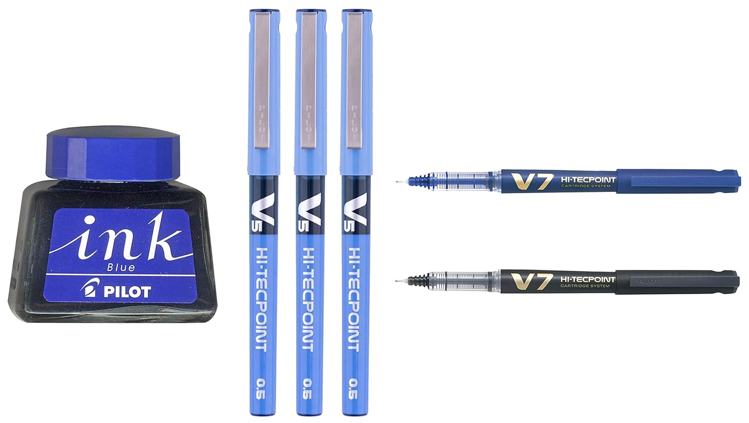 Pilot V7 Hi-tecpoint Pen with cartridge system & V5 Liquid Ink Roller ...