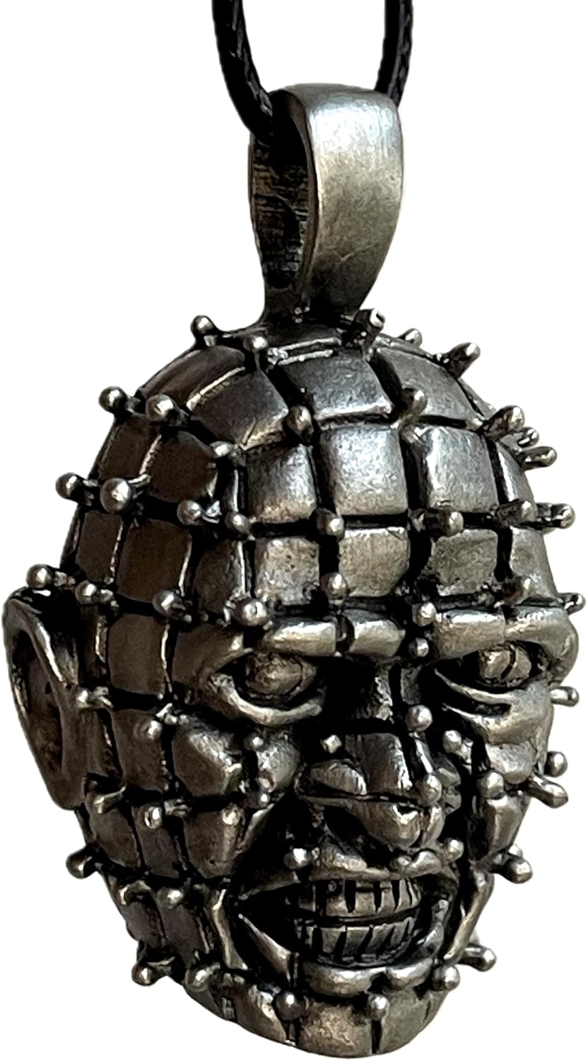 Pinhead HellRiser Horror Silver Pewter Men's Pendant Necklace Black ...