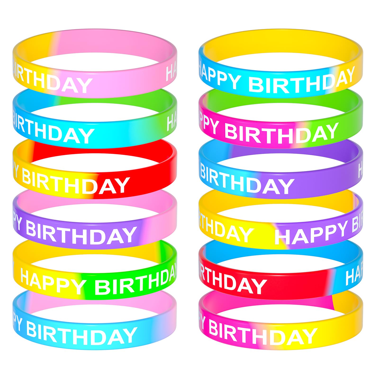 Amazon.com: CHRORINE Happy Birthday Rubber Bracelets 12 Styles Silicone ...