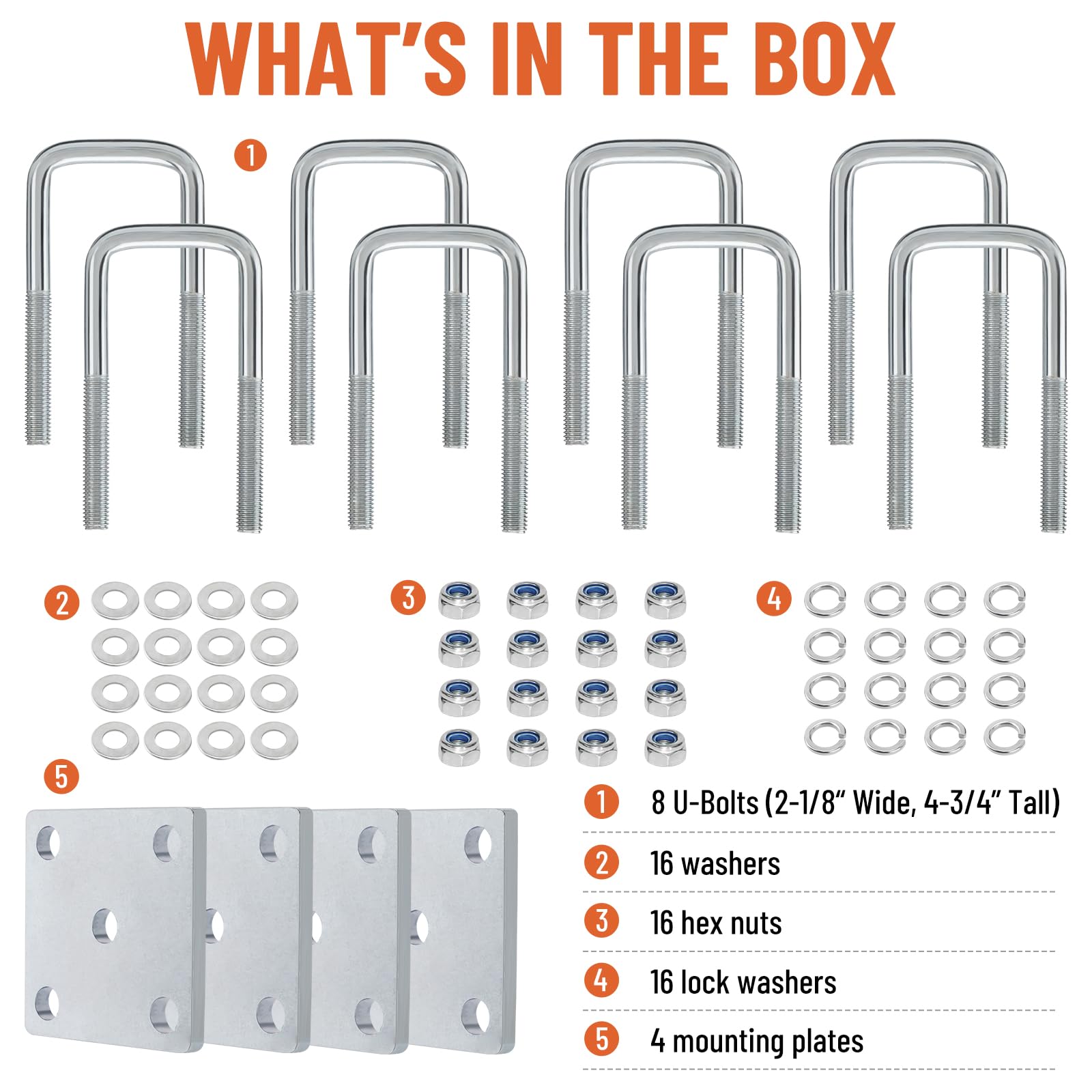 Leaf Spring U Bolts Leaf Spring Stainless Steel U-Bolt Kit,Fits 2 X 2 ...